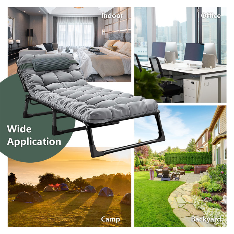 Wewdigi Adjustable 4-Position Folding Lounge Chair, Camping Cot Bed ...