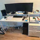 17 Stories Denfield Desk with Hutch, Drawers, Elevated Monitor Riser ...