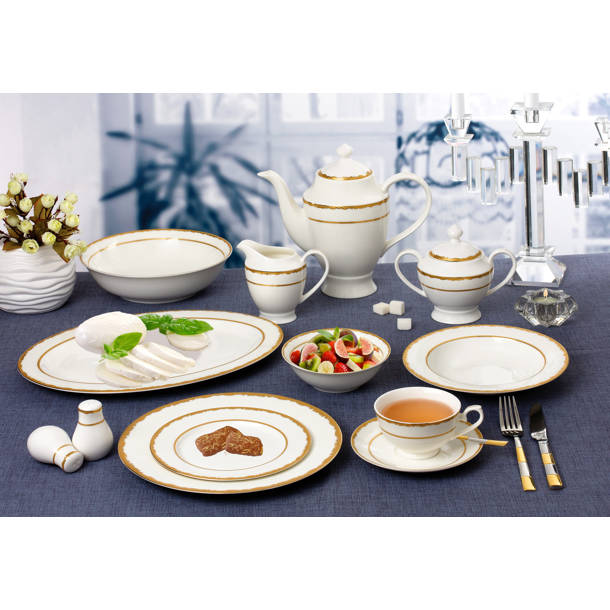 Lorren Home Trends La Luna Bone China Dinnerware - Set of 57 & Reviews ...