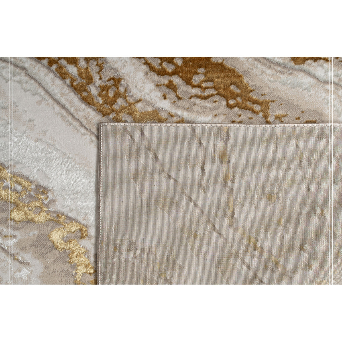 Mercer41 Luxury Area Rug In Beige And Gold Abstract Design | Wayfair