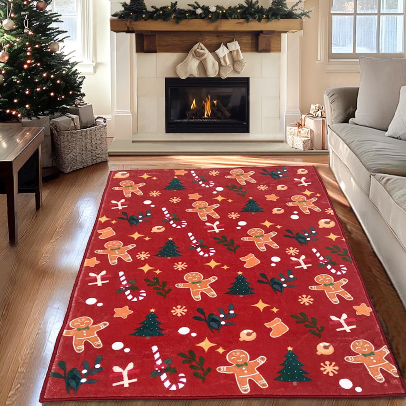 The Holiday Aisle® Christmas Area Rugs 4x6 Xmas Door Mat Non-Slip Floor ...