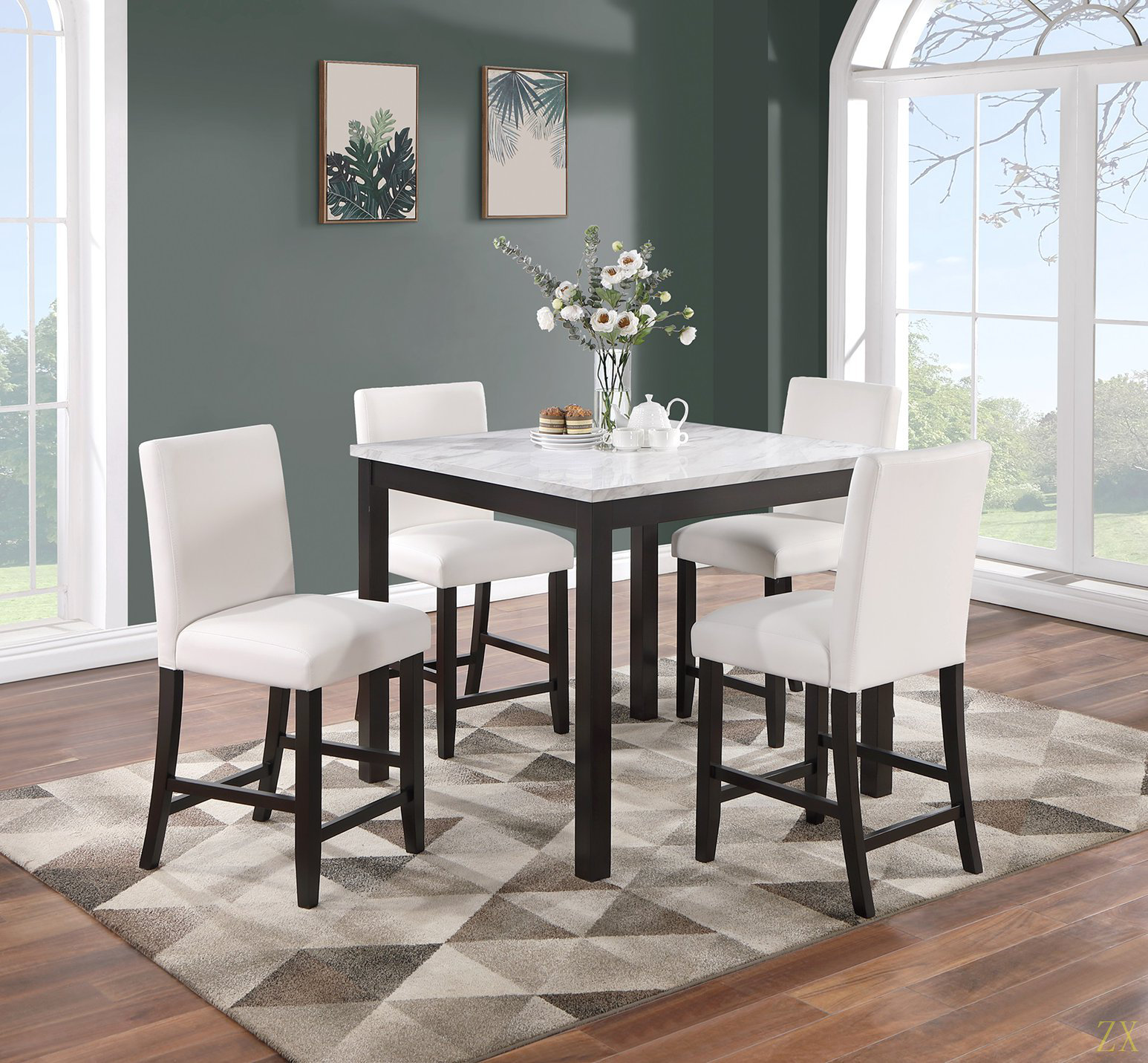 Lark Manor™ Modern 5Pc Counter Height Dining Set Kitchen Dinette Top ...