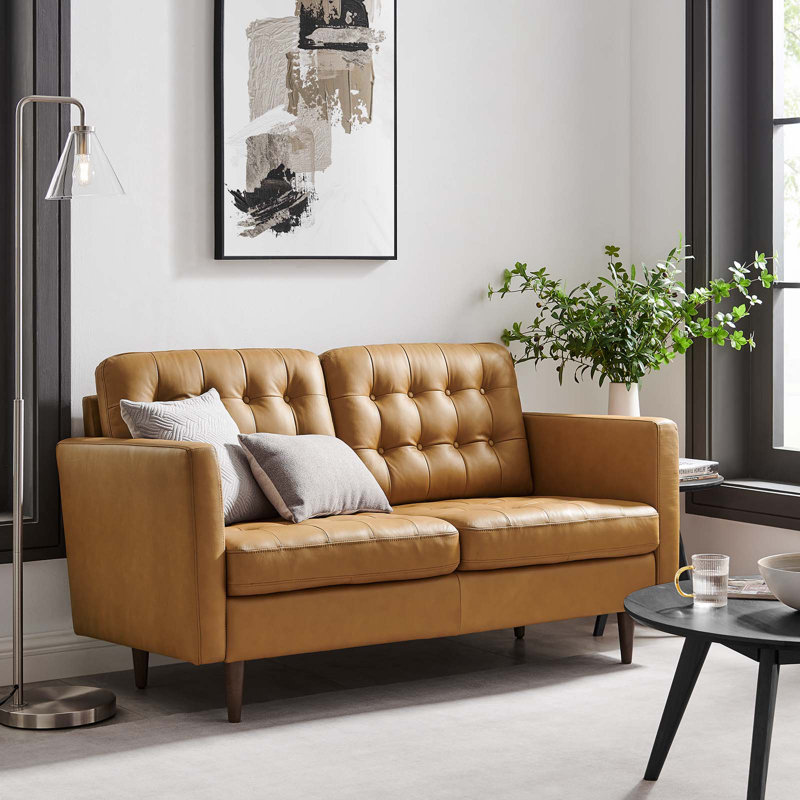 Modway Exalt Tufted Leather Loveseat & Reviews | Wayfair