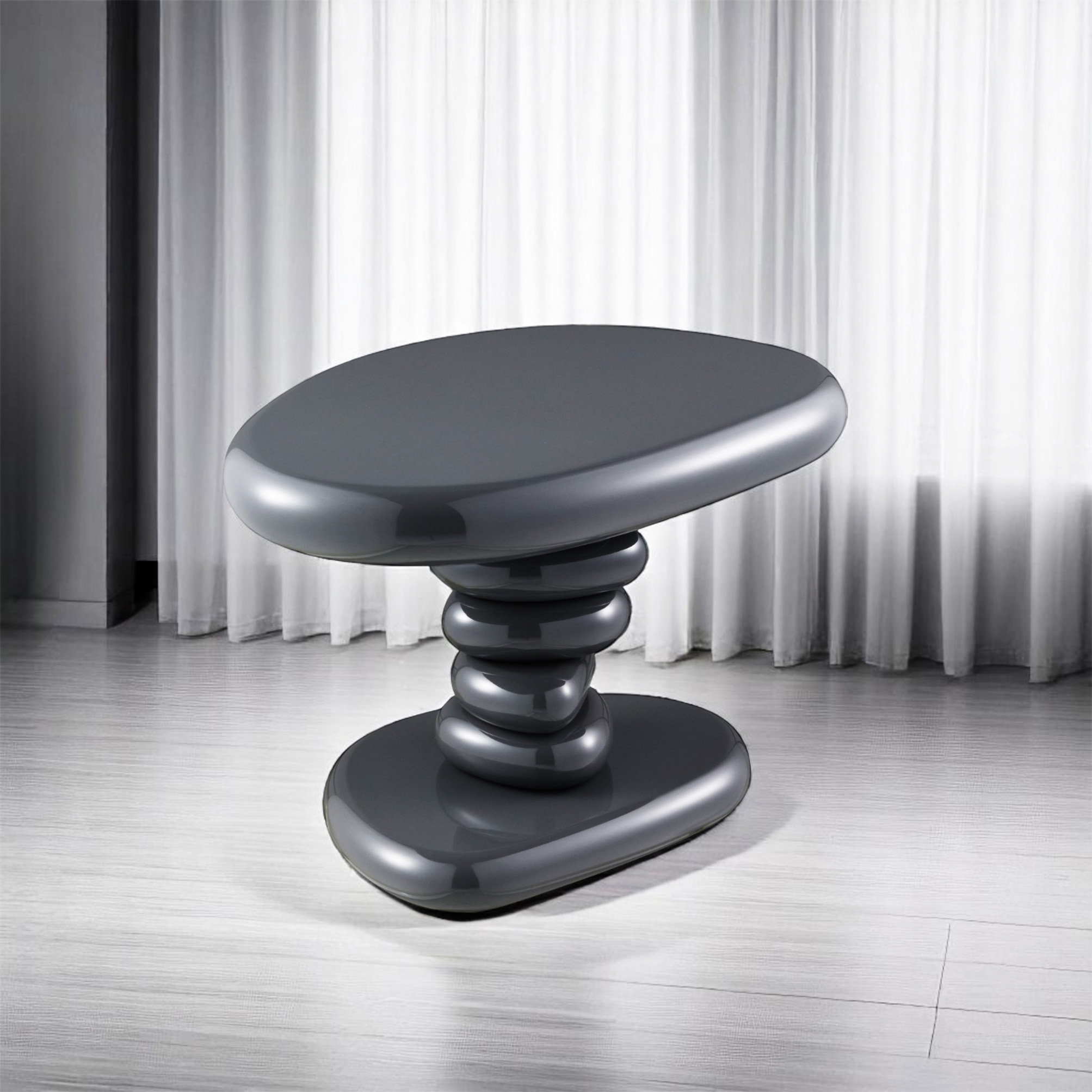 Wrought Studio™ Charlene Gray High Gloss End Table | Wayfair