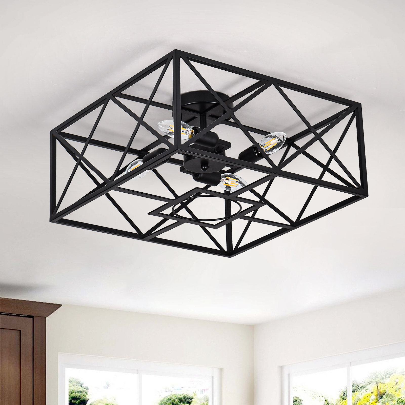 17 Stories Rectangle Semi Flush Mount | Wayfair