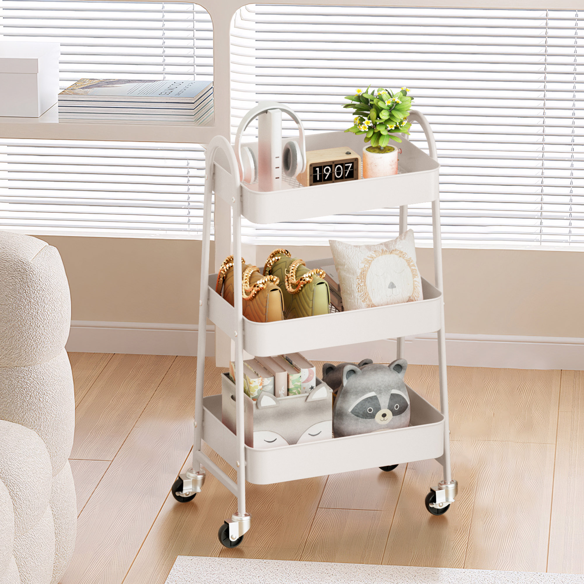 GOGEXX 3 Tier Metal Storage Organizer Trolley For Bathroom Kitchen ...