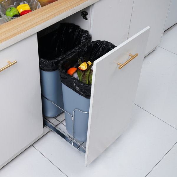 VEVOR Pull-Out Trash Can, 35L Double Bins, Under Mount Kitchen Waste ...