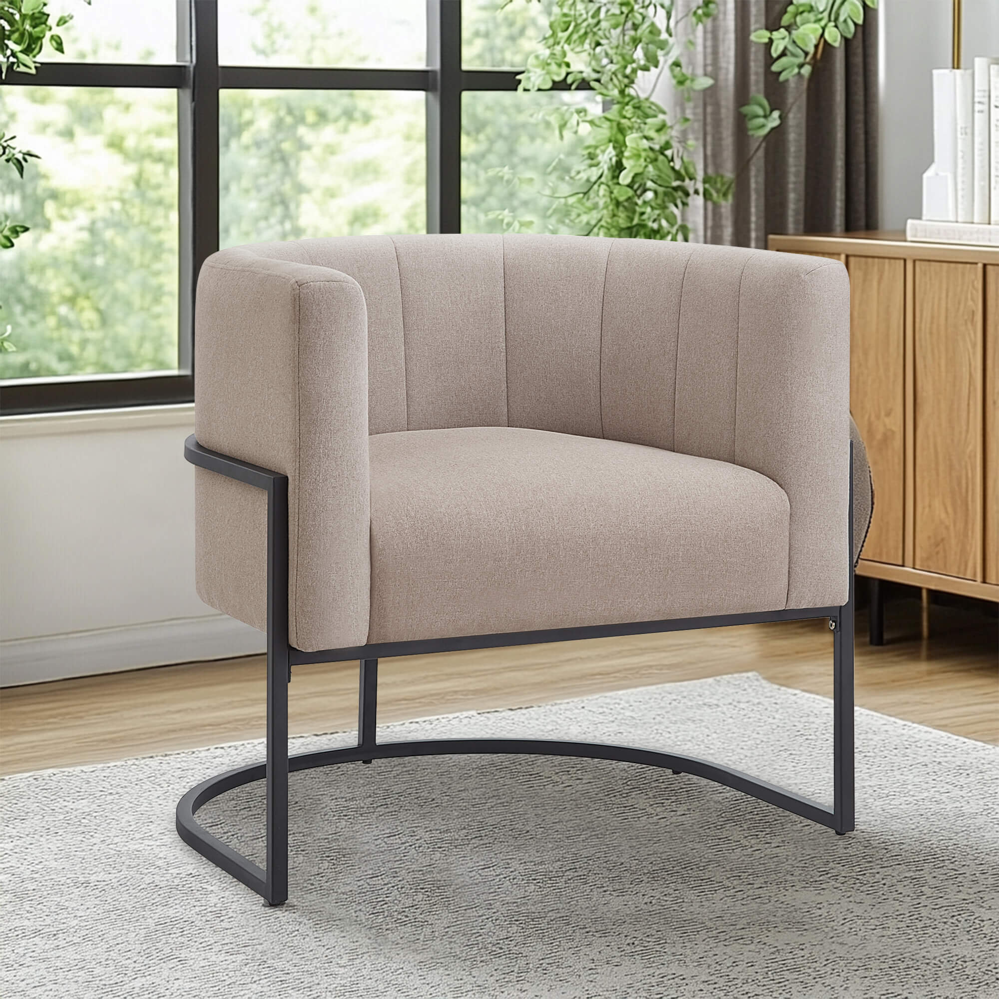 George Oliver Modern Accent Chair - Upholstered Linen Lounge Chair with ...