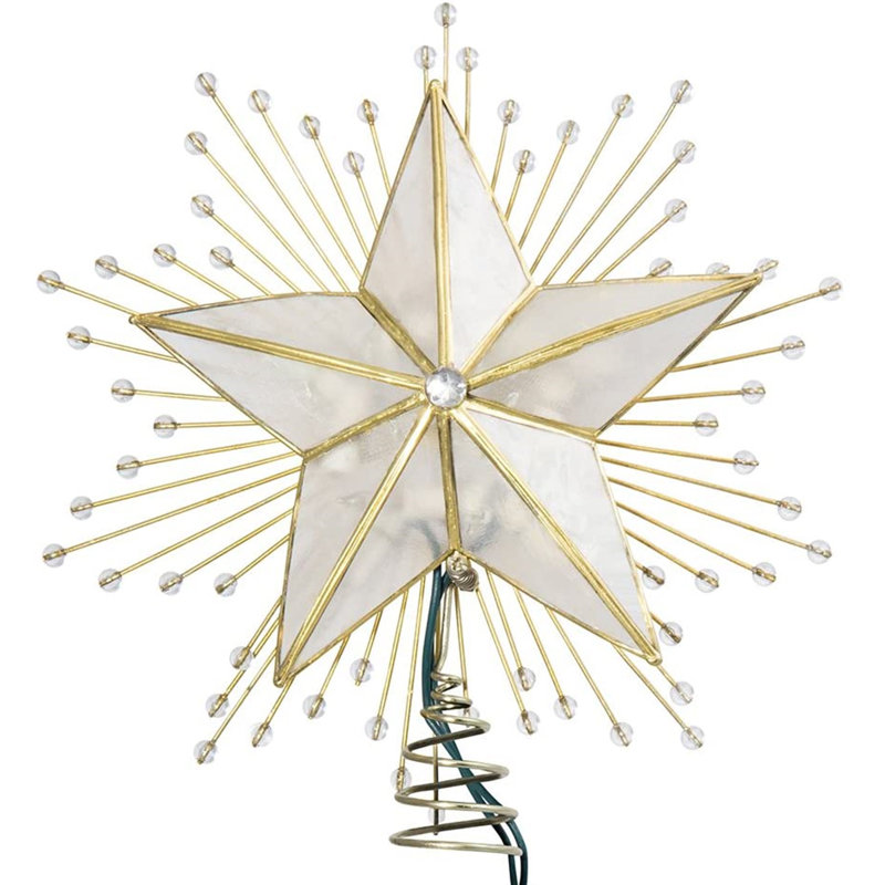 Kurt Adler Capiz Star with Rays and Beads Tree Topper & Reviews | Wayfair