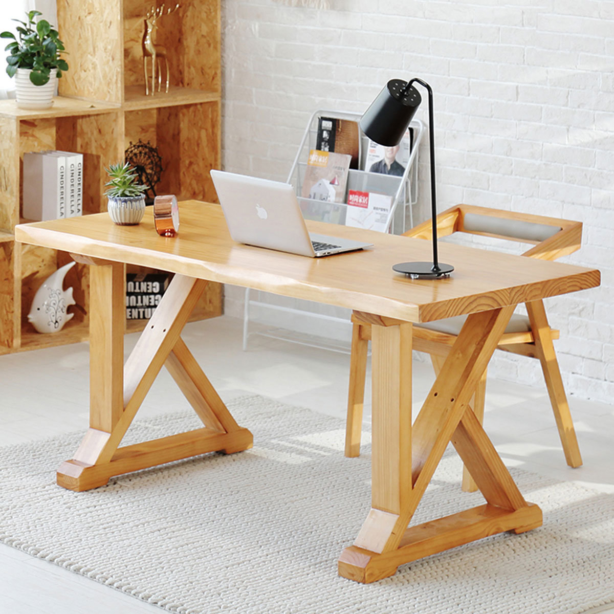 Gracie Oaks Burlywood Rectangular Solid Wood desks | Wayfair