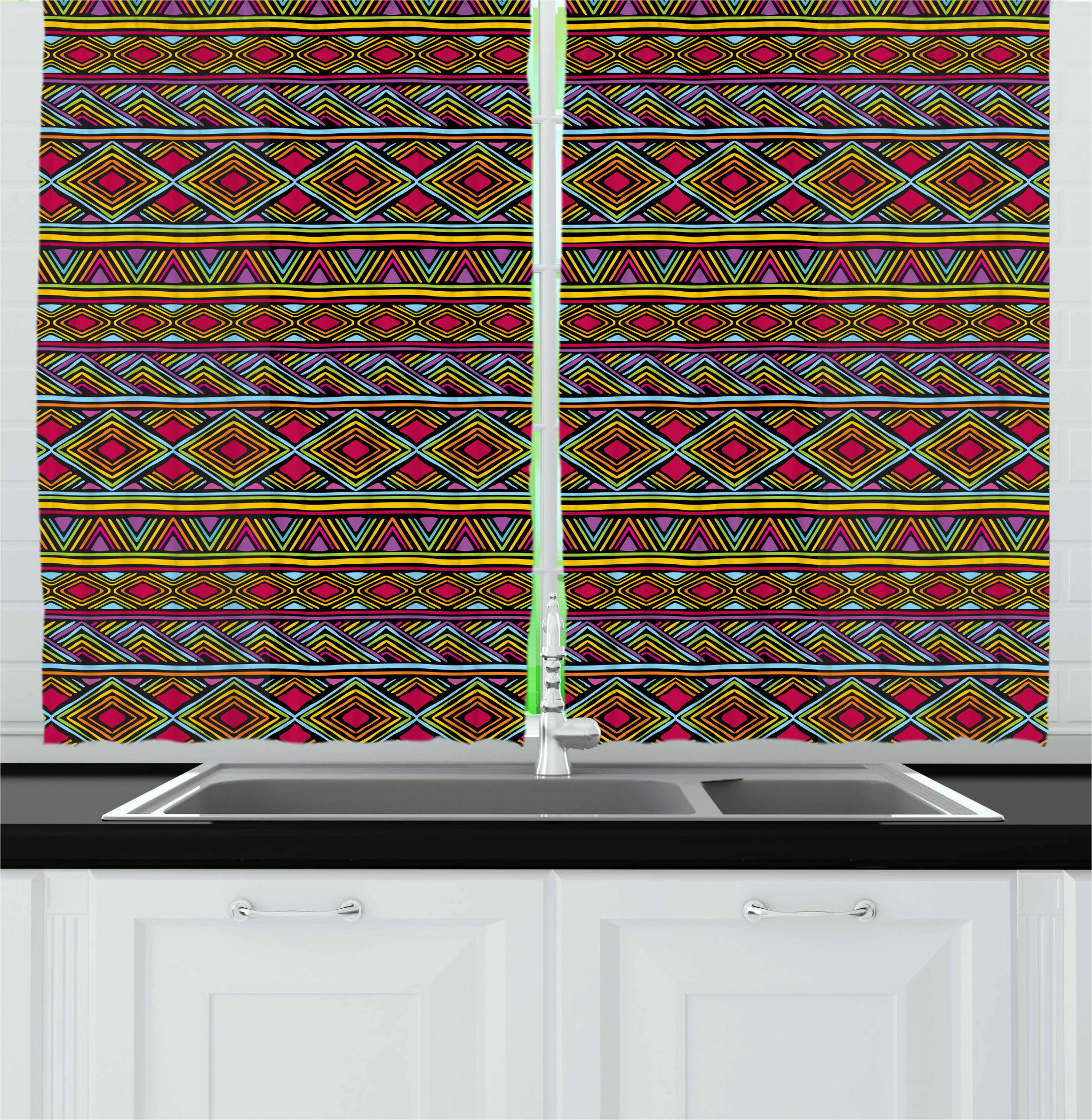 East Urban Home African Kitchen Curtain | Wayfair