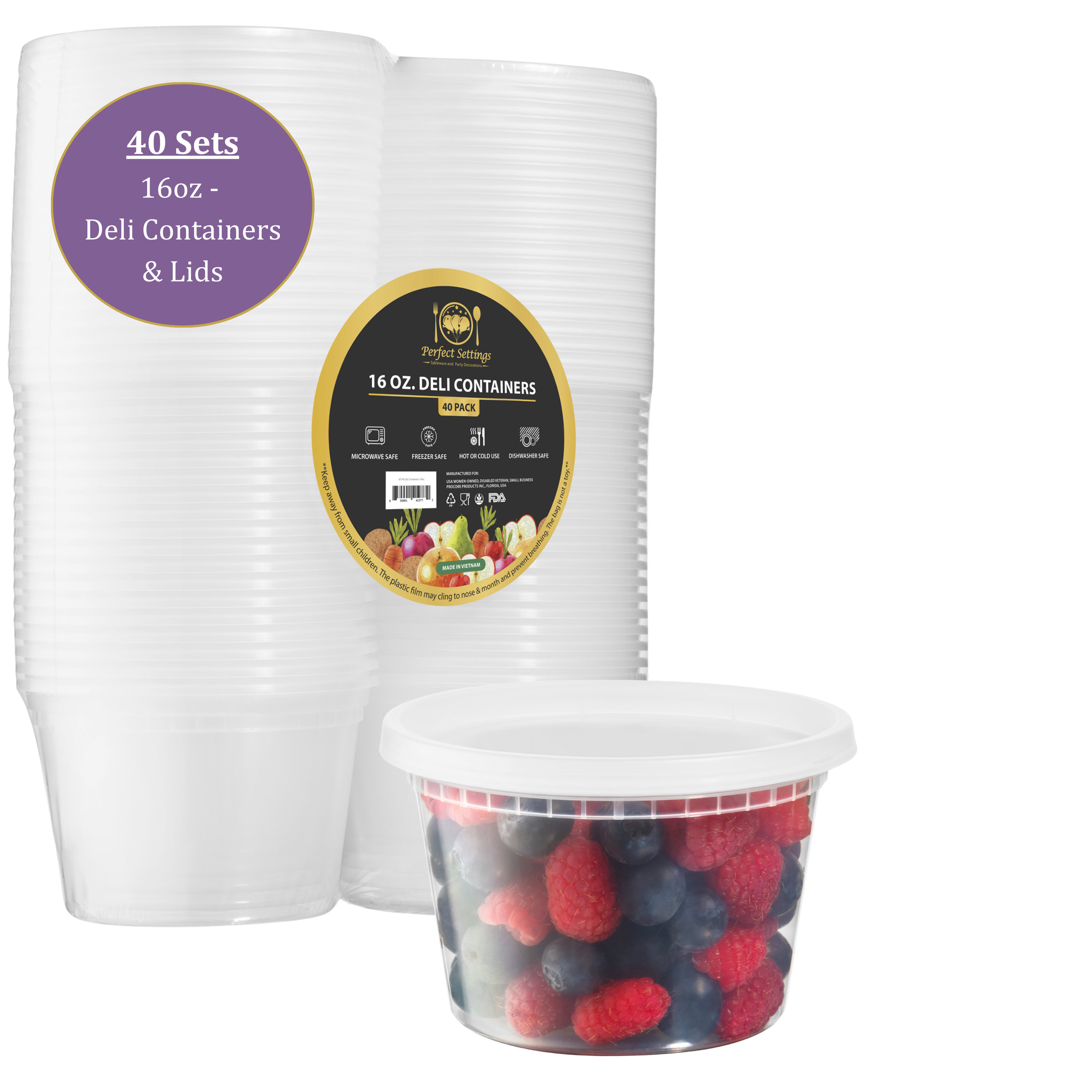 Perfect Settings Tableware Perfect Settings 16oz. Plastic Food Storage ...