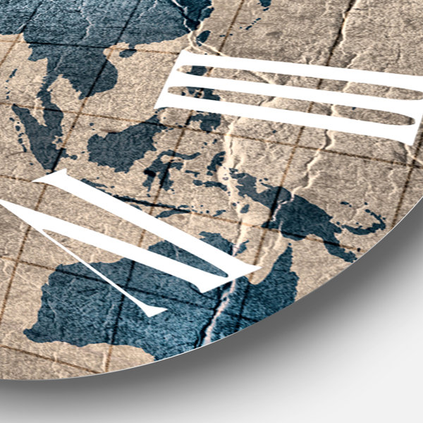 East Urban Home Ancient Map of The World I - Rustic wall clock ...