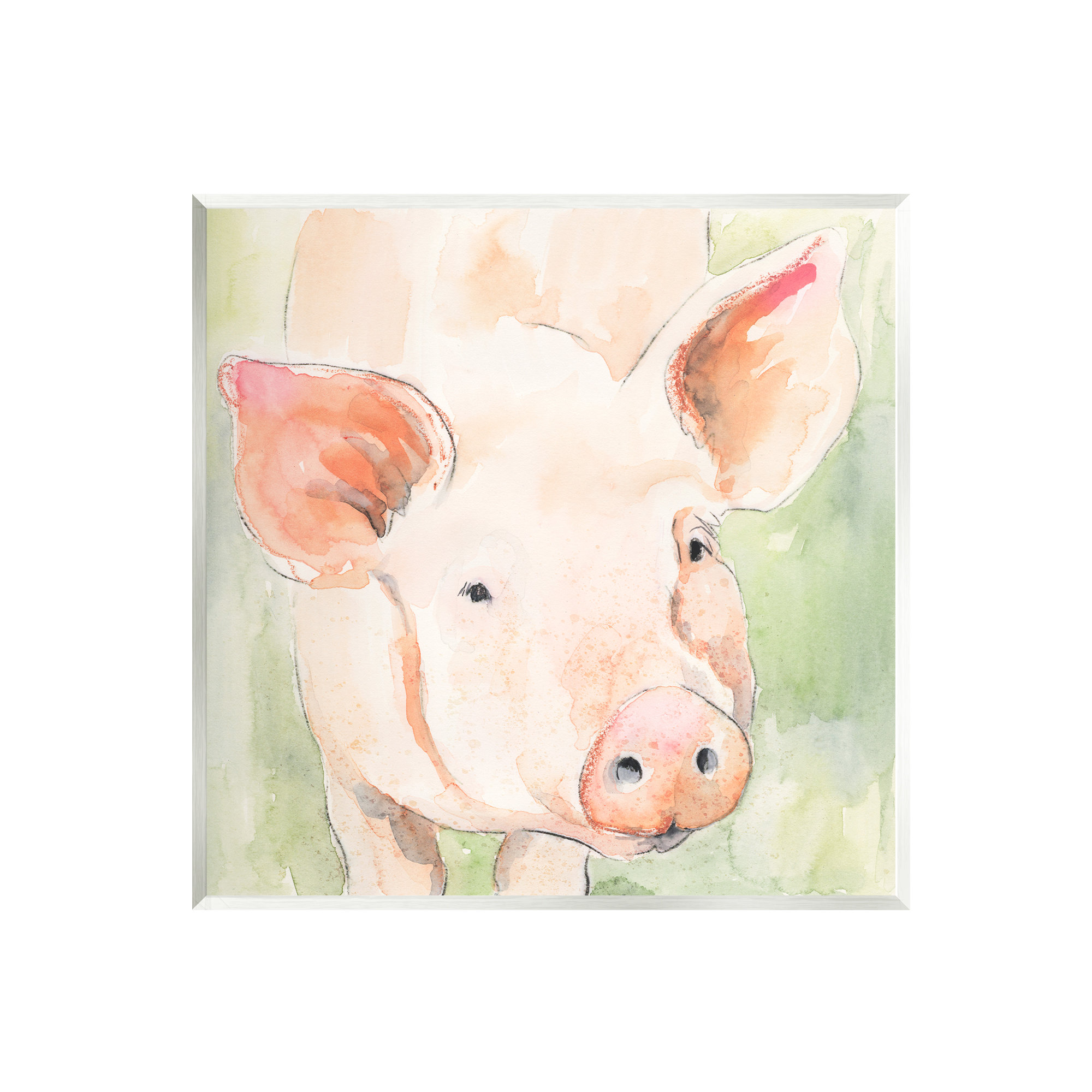 Stupell Industries Modern Pig Portrait On MDF by Victoria Barnes Print ...