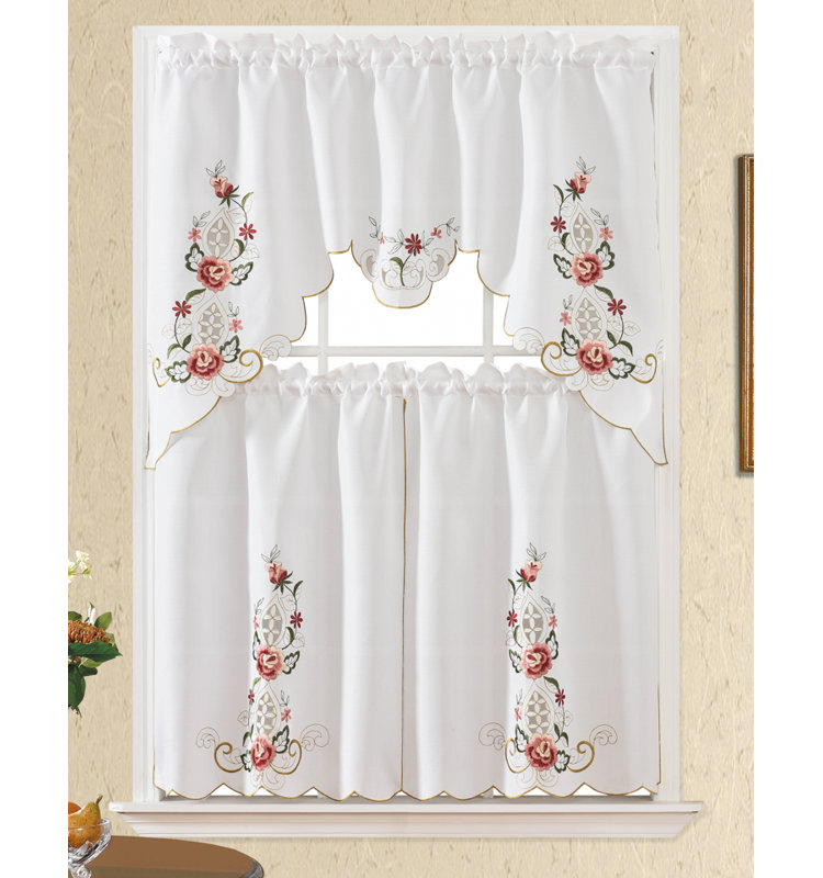 Winston Porter Silton 56'' W Kitchen Curtain Burg. | Wayfair