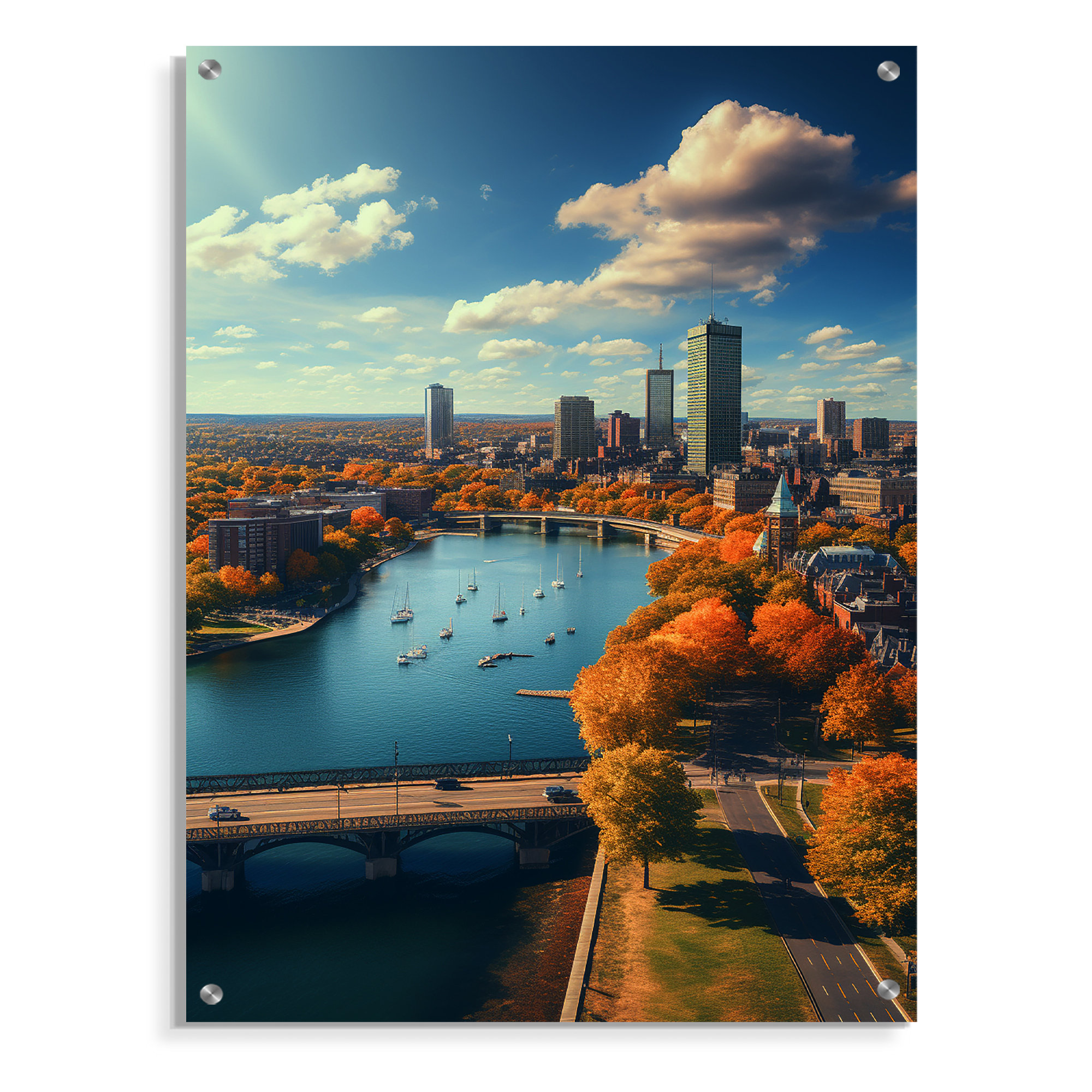 Design Art Boston Beautiful Cityscape Spot II - Boston Acrylic Wall Art ...