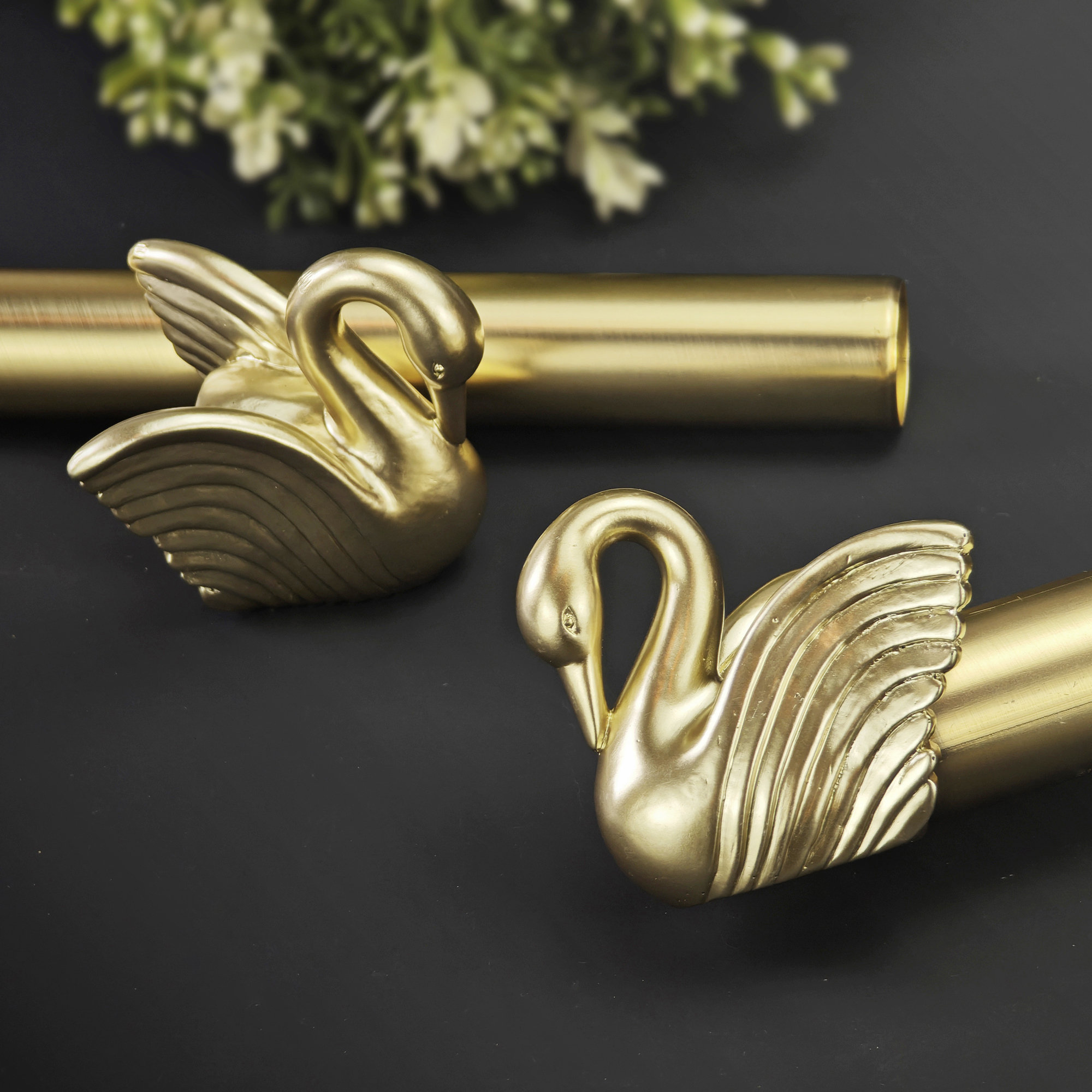 Mercer41 Elegant Swan Double Curtain Rod With Decorative Bird Finial ...