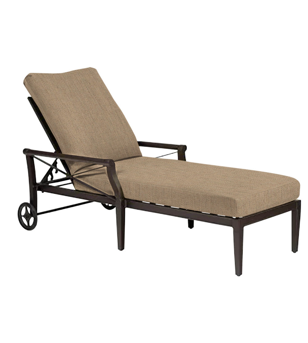 Woodard Andover 84" Long Reclining Single Chaise Lounge with Cushion ...