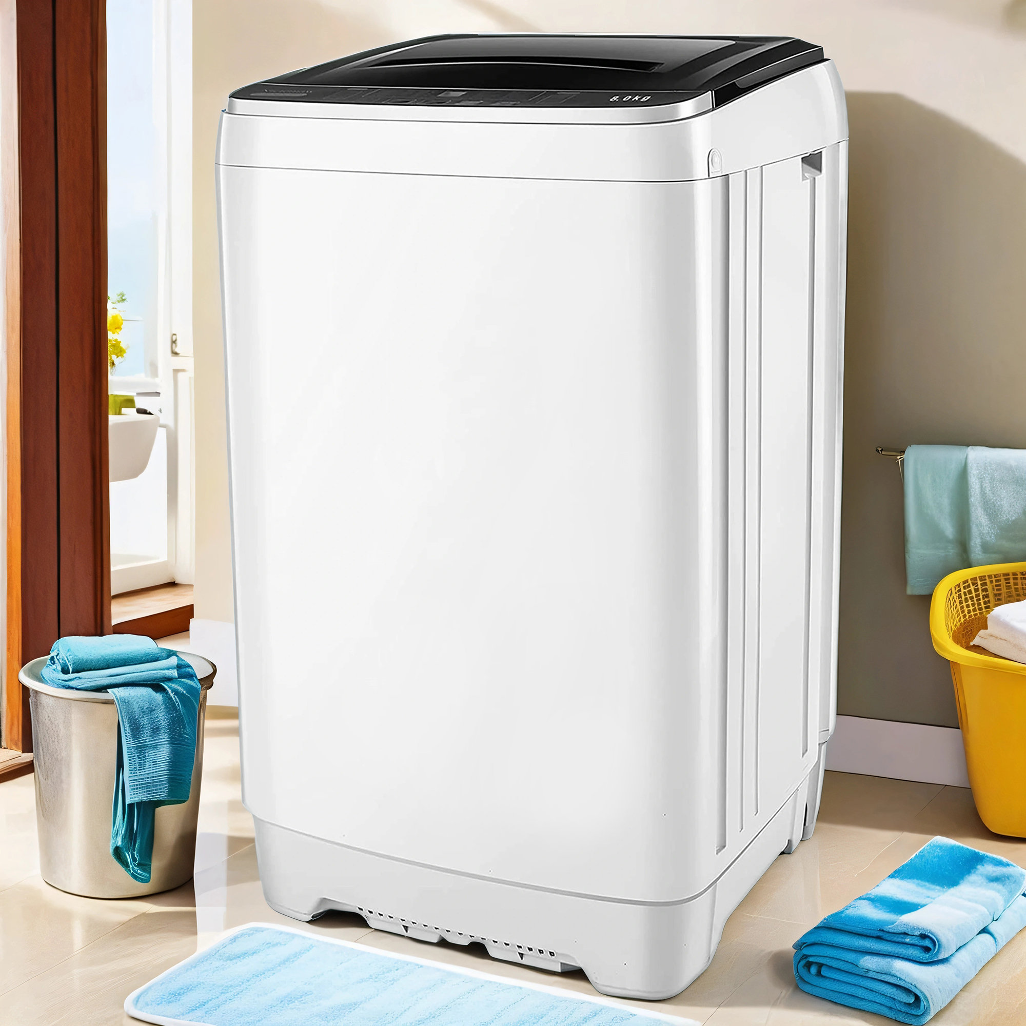 Homdox 2.3 Cubic Feet Portable Washer Machine with 10 Programs, Child ...