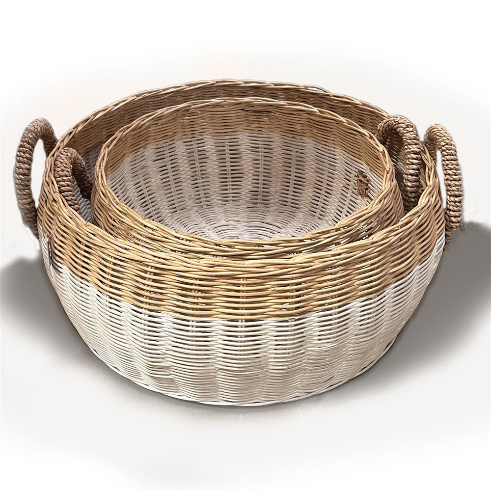Matahari US Set Of 2 Emma Round Basket Straw Handles | Wayfair