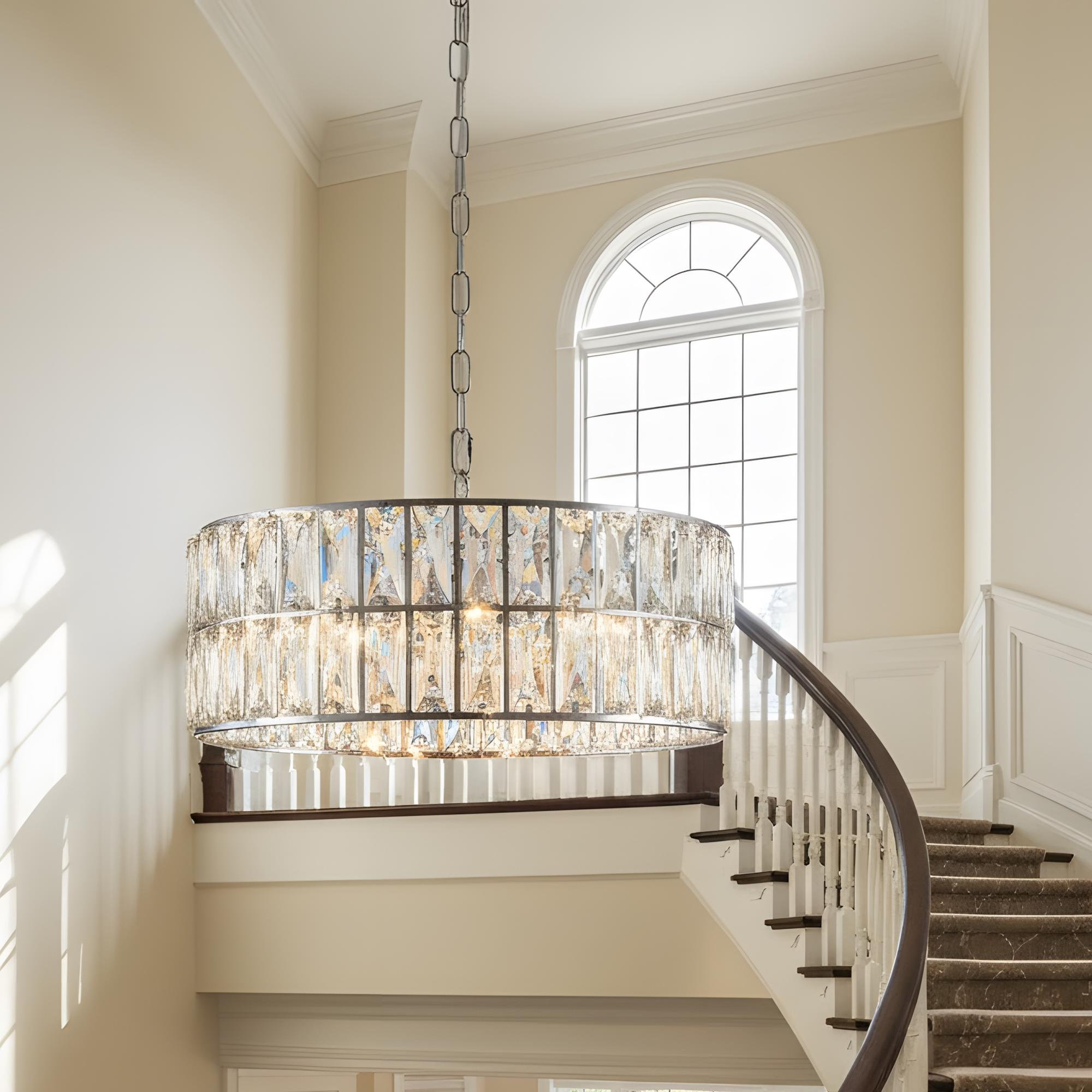 Mercer41 Crystal Chandelier, Five-Tier Round Semi-Recessed Pendant ...