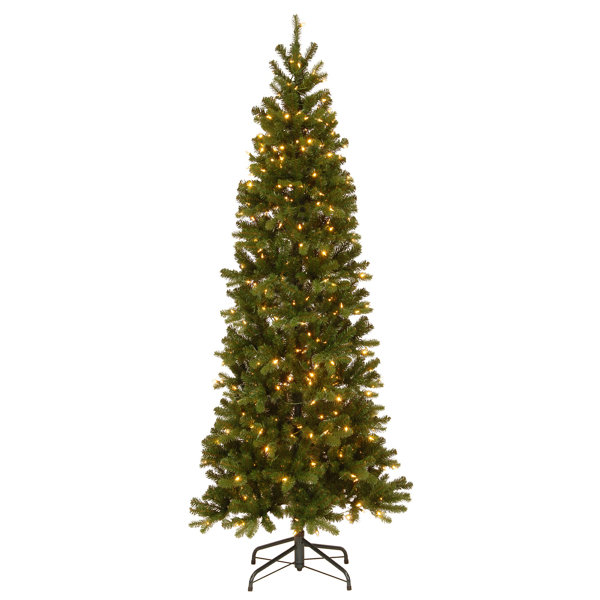 The Holiday Aisle® 7.5 ft. Newberry Spruce Pencil Slim Tree with Dual ...