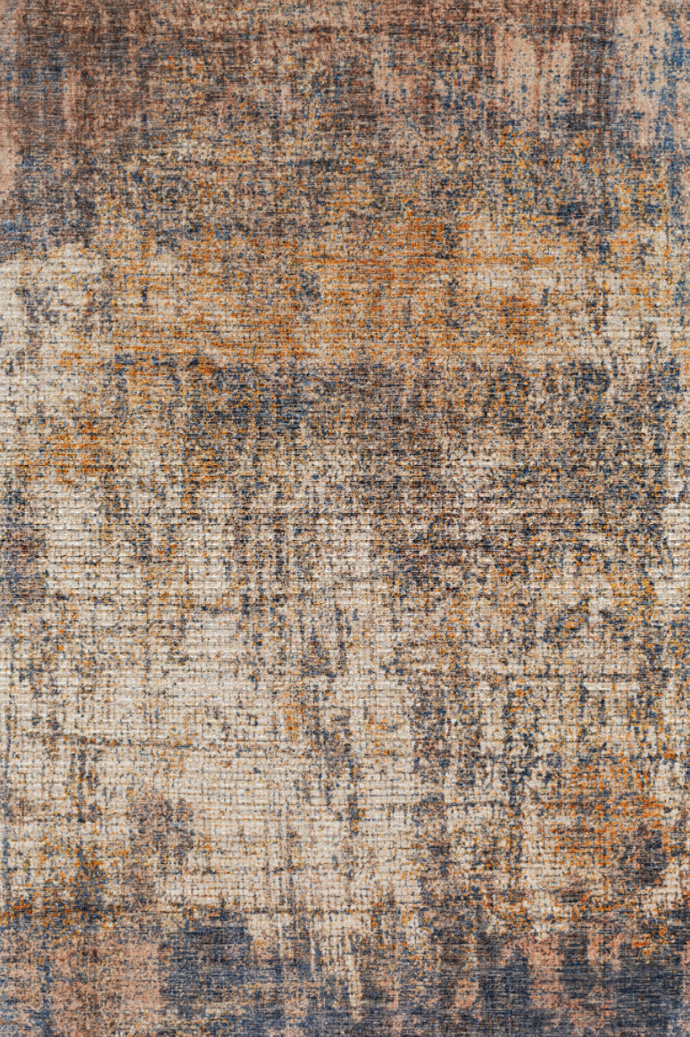 17 Stories Golden Mist Abstract Distressed Machine Washable Area Rug ...