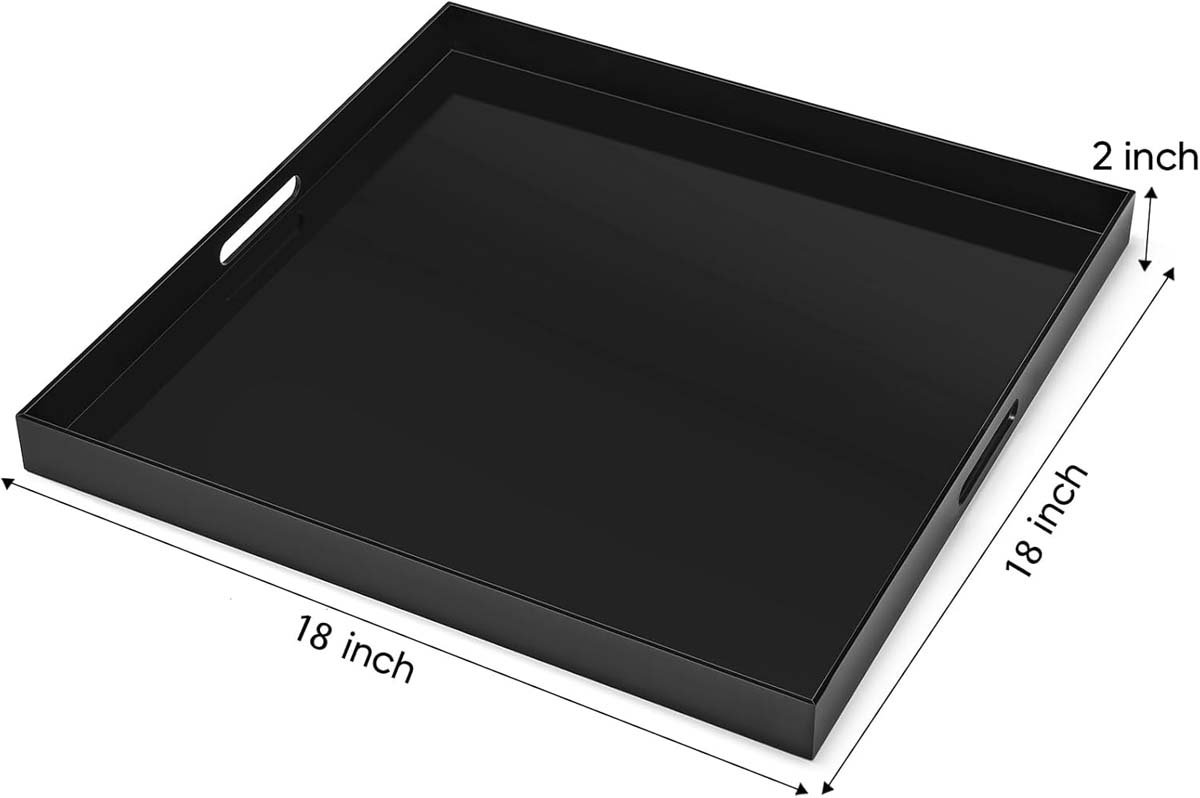 Brayden Studio 18×18 Inches Oversized Black Acrylic Ottoman Tray Extra ...