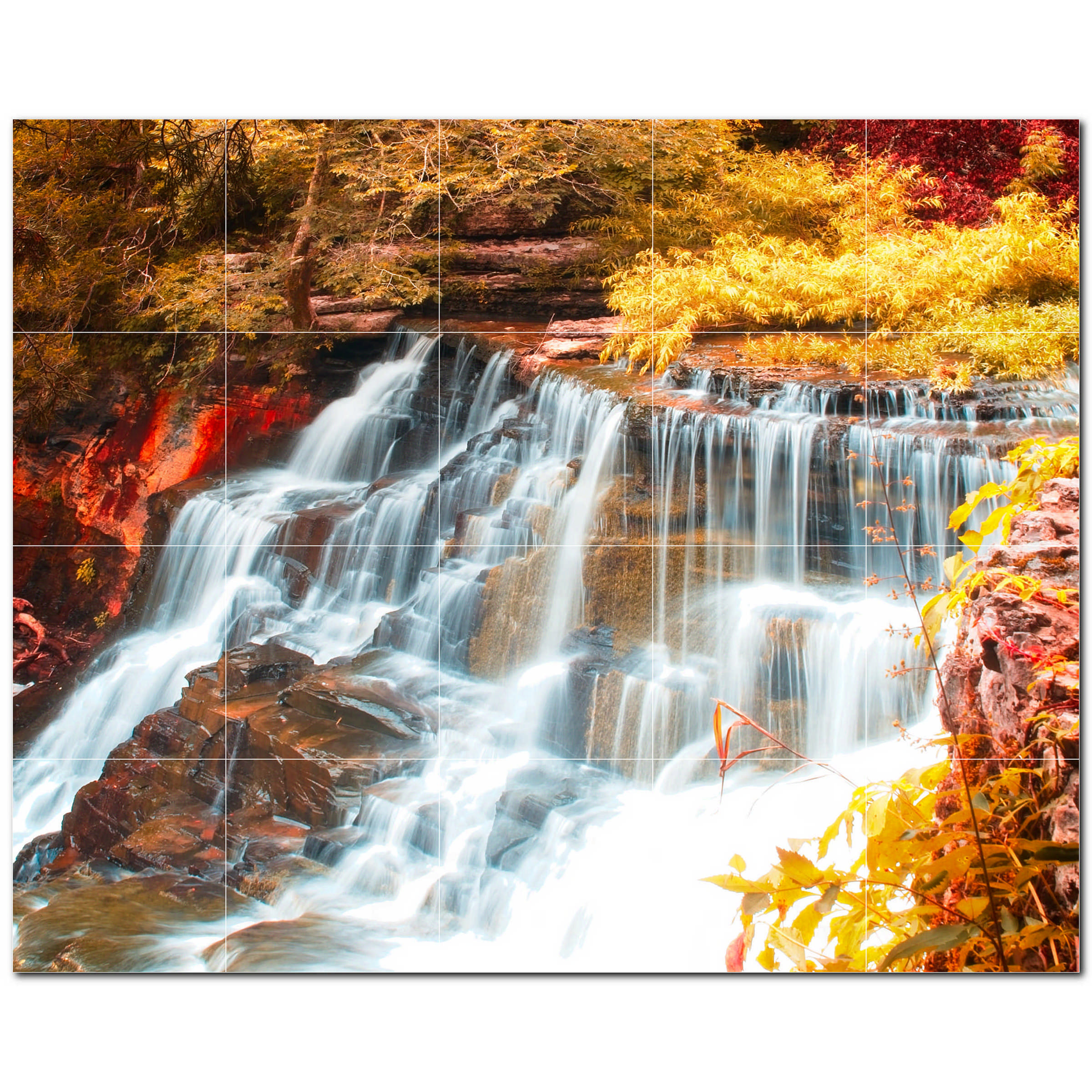 Picture-Tiles.com 30" x 24" Ceramic Waterfalls Photo Decorative Mural ...