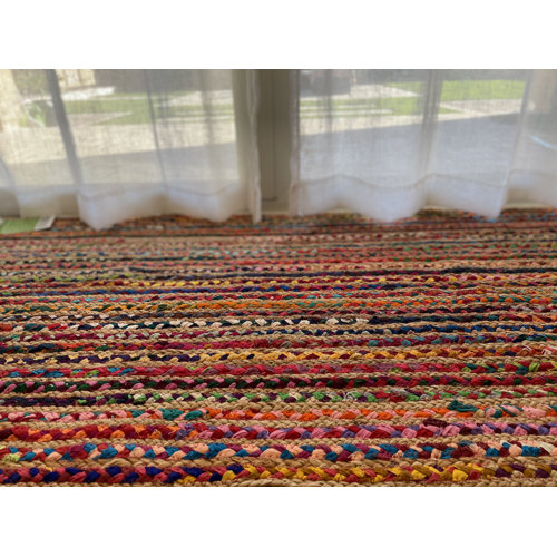 Bungalow Rose Handmade Hand Braided Red/Orange/Black Rug | Wayfair