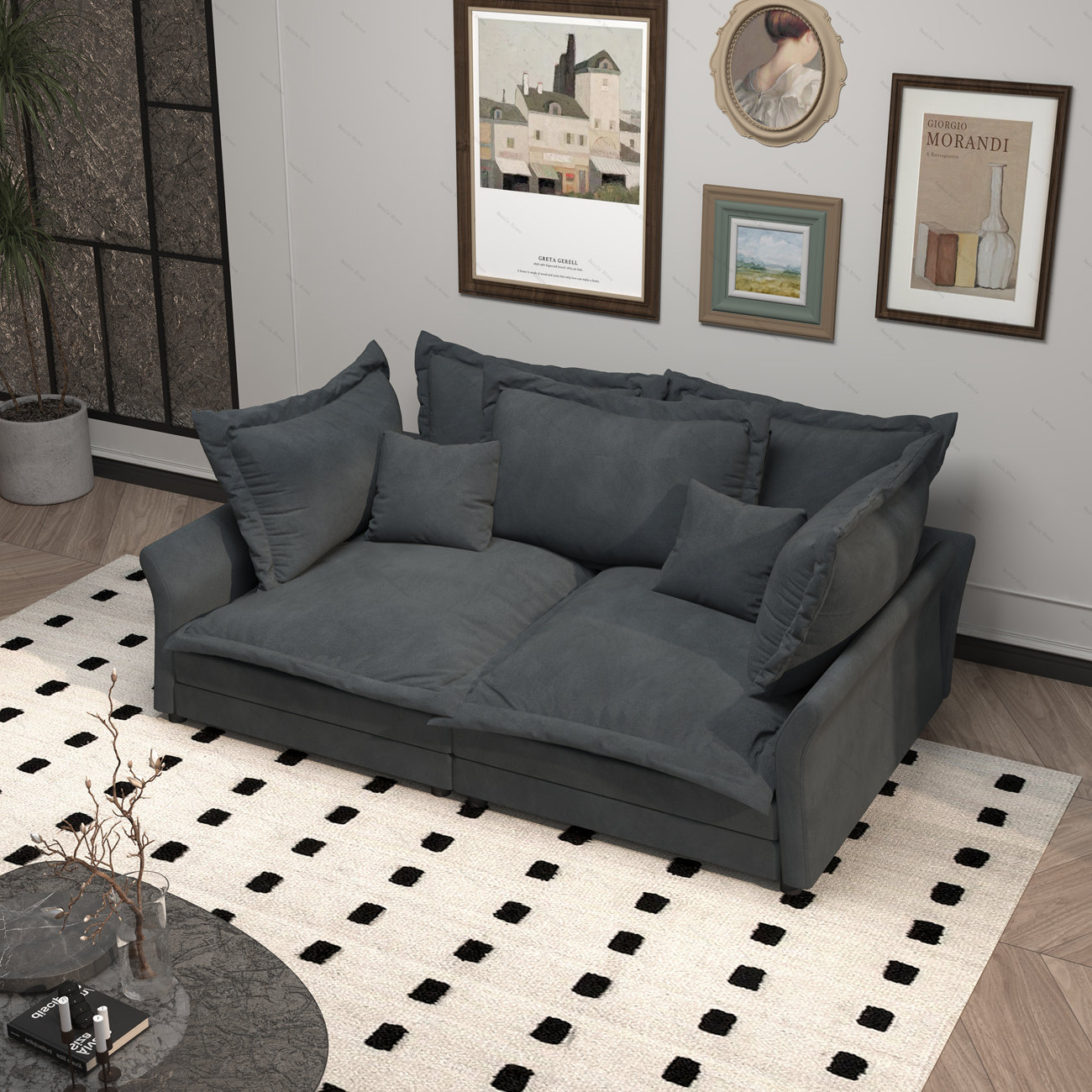 Hokku Designs 90.55" Modern Comfy Upholstered Sofa Cloud Couch, Deep ...