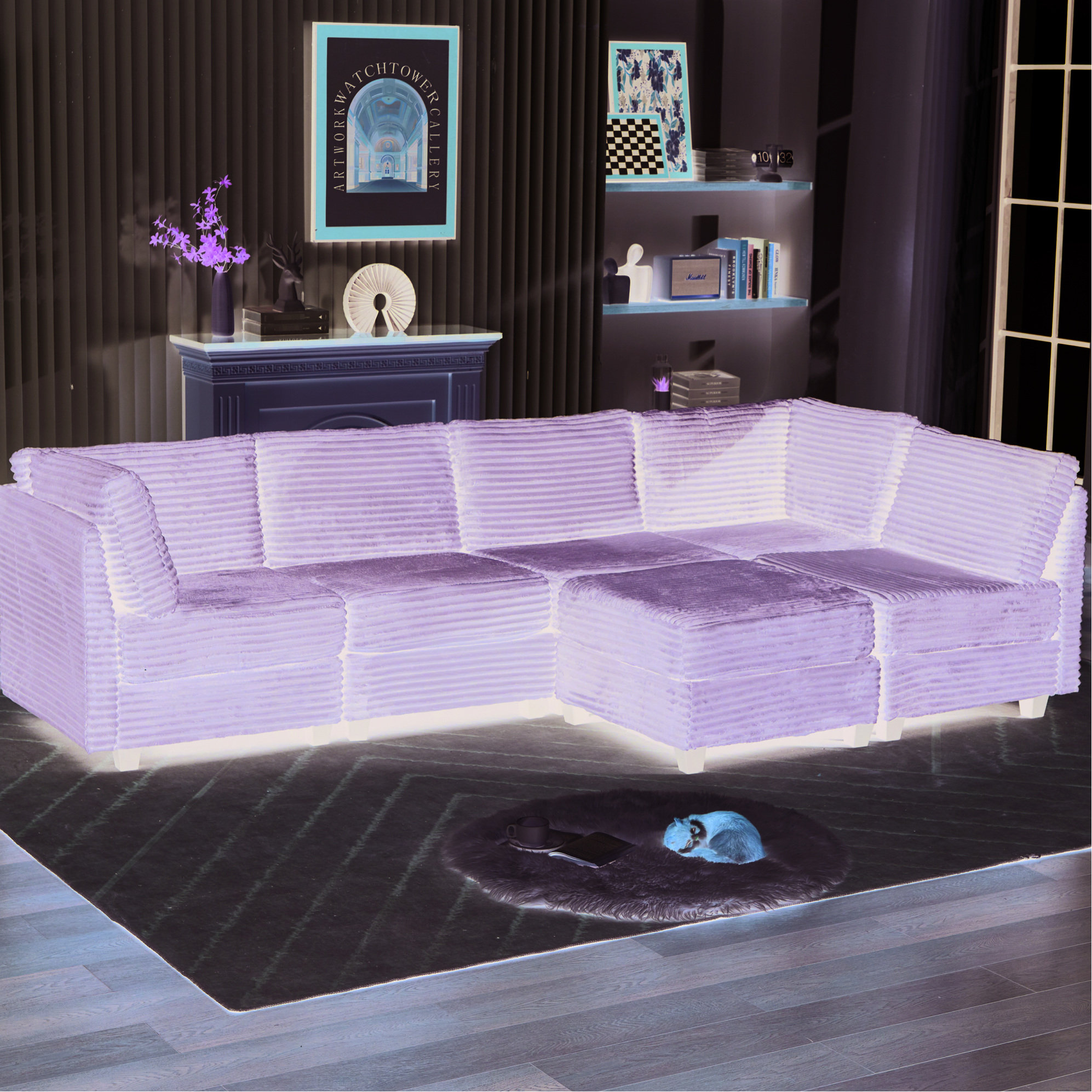 Mercer41 6 - Seat Modular Corduroy Sectional With Storage And , U ...