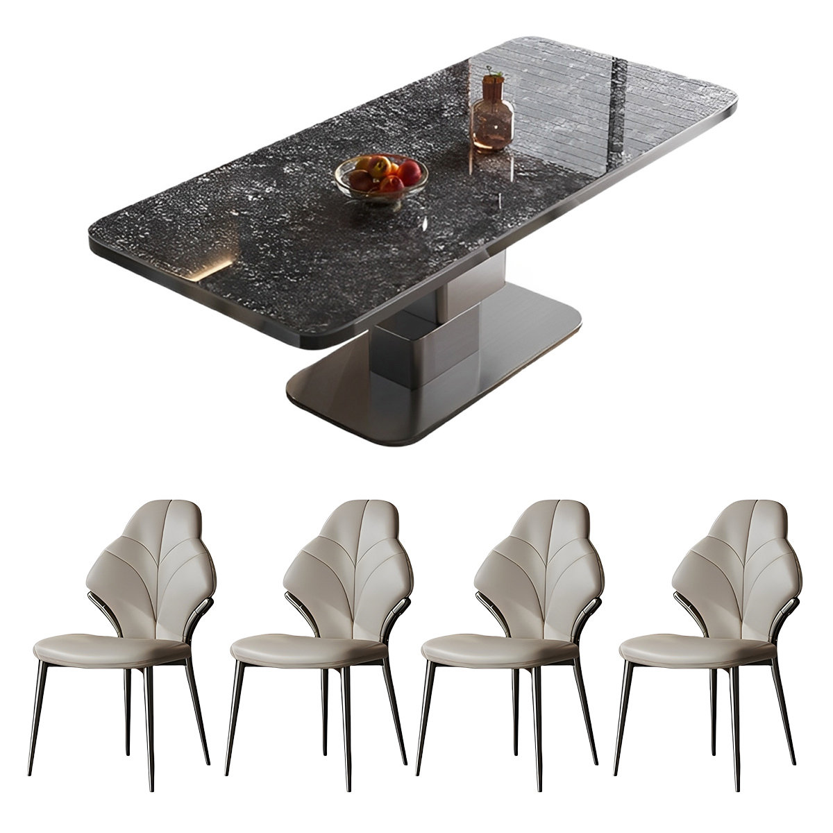 Elamer Light luxury rock plate dining table and chair set | Wayfair