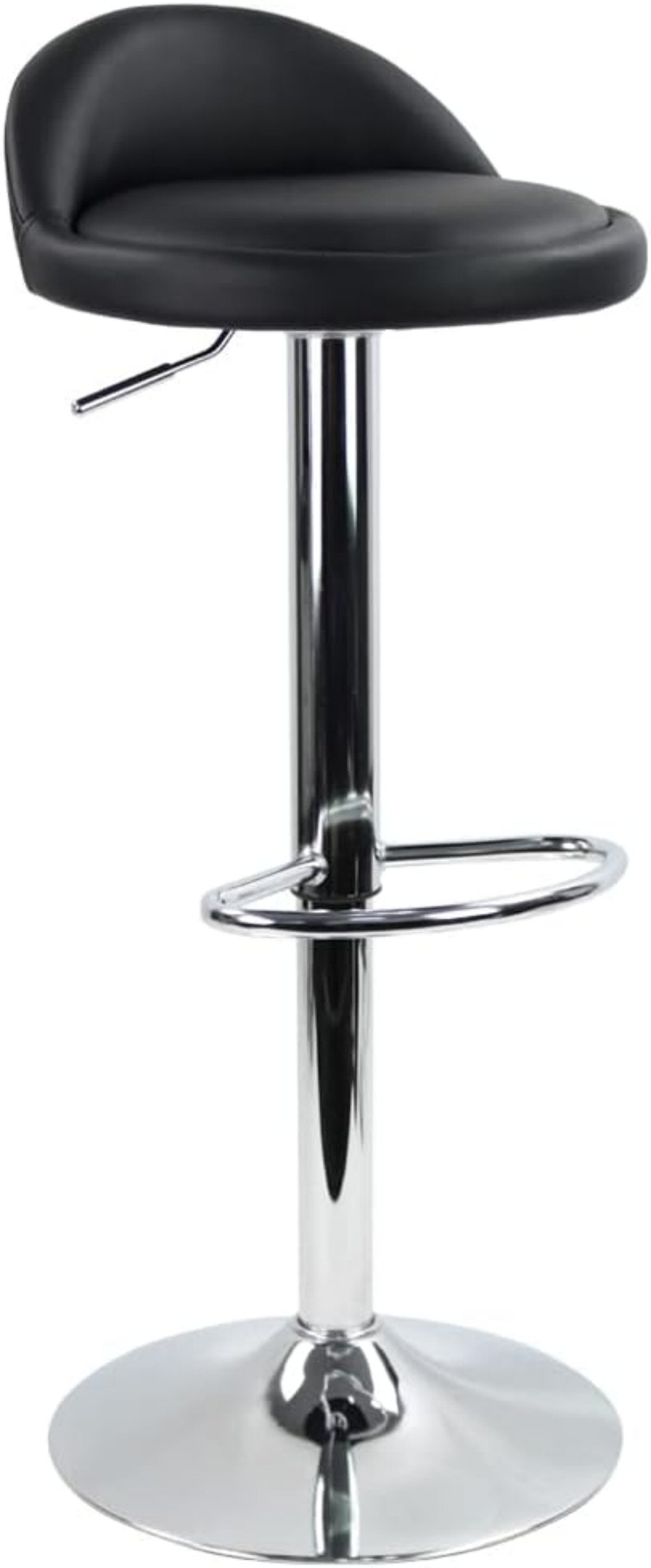 Latitude Run® PU Leather Round Bar Stool With Back Rest Height Adjustable Swivel Pub Chair Home ...