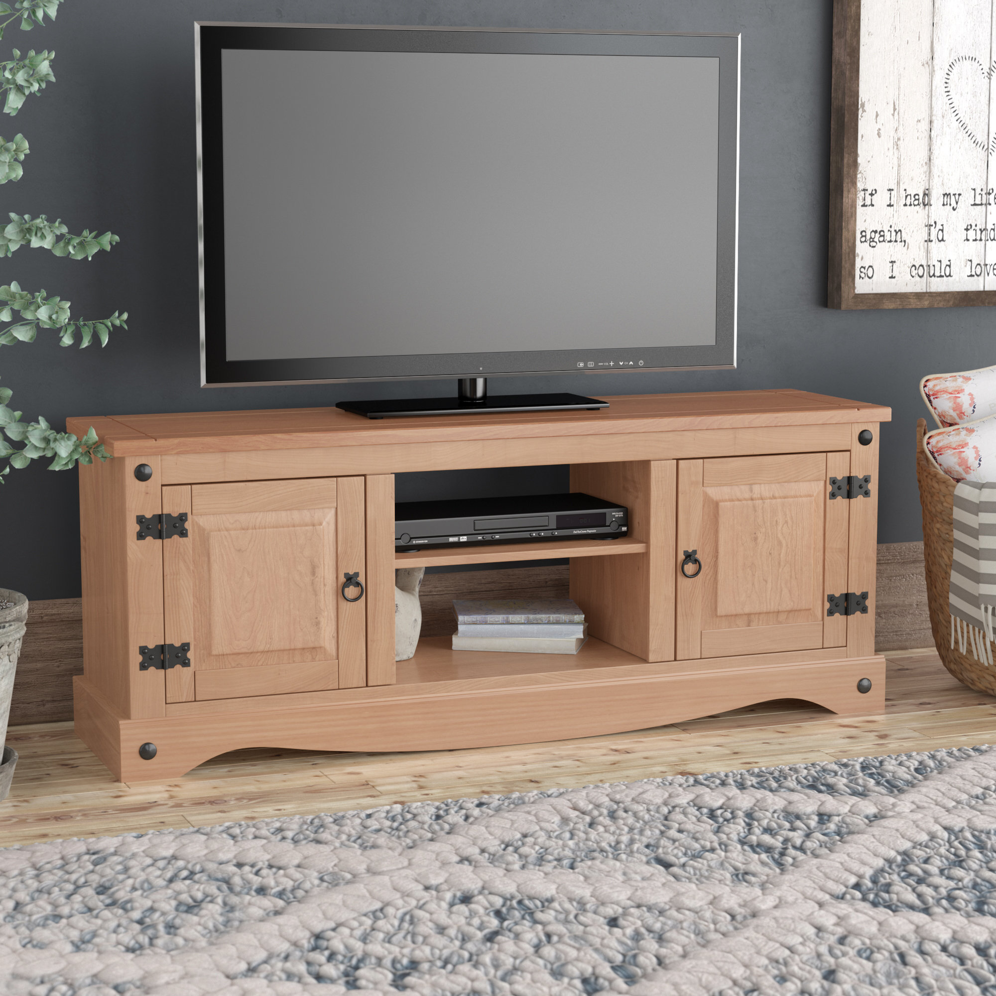 Gracie Oaks Chester Solid Wood TV Stand for TVs up to 58" & Reviews ...