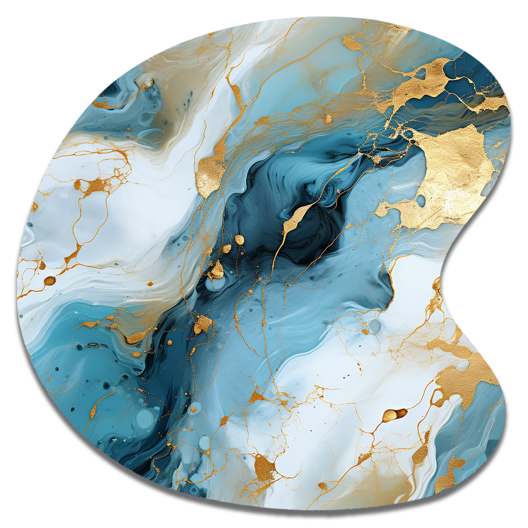 Design Art Gold Artistic Elegance Marble Grace - Abstract Marble Irregular Wall Art - Drop Shape ...
