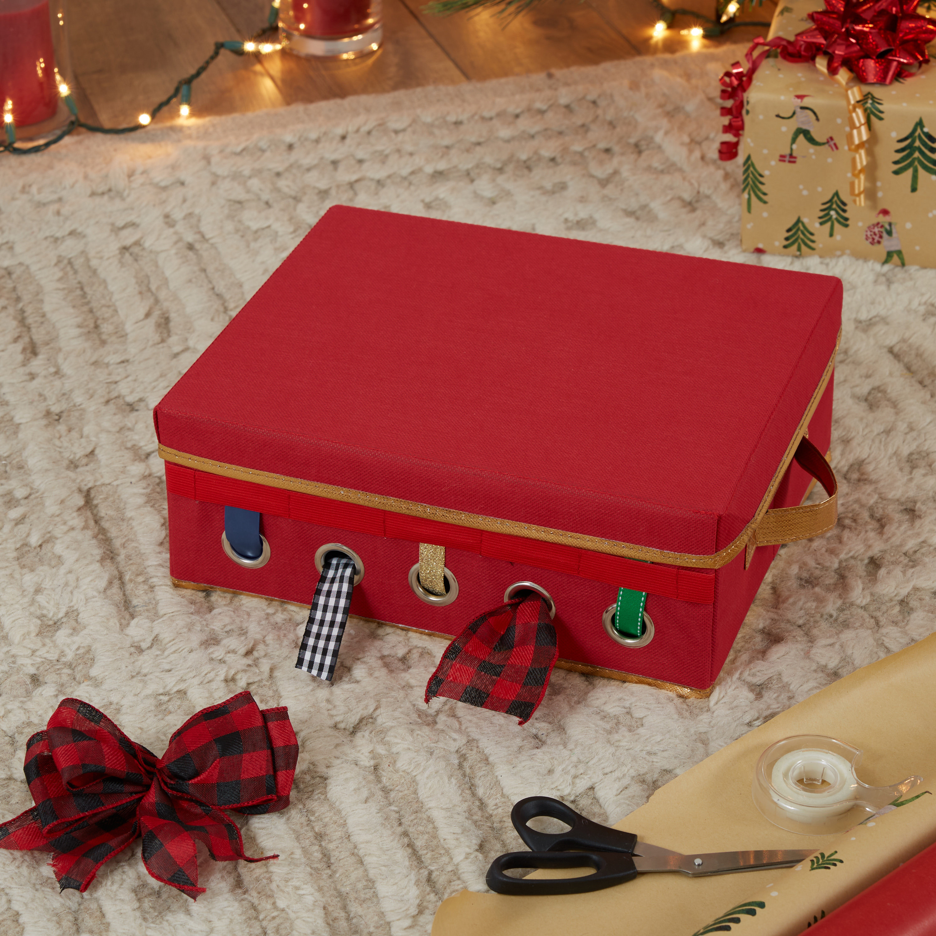 Winston Porter Simplify Gift Wrapping and Ribbon Storage Organizer Box in Red - Wayfair Canada
