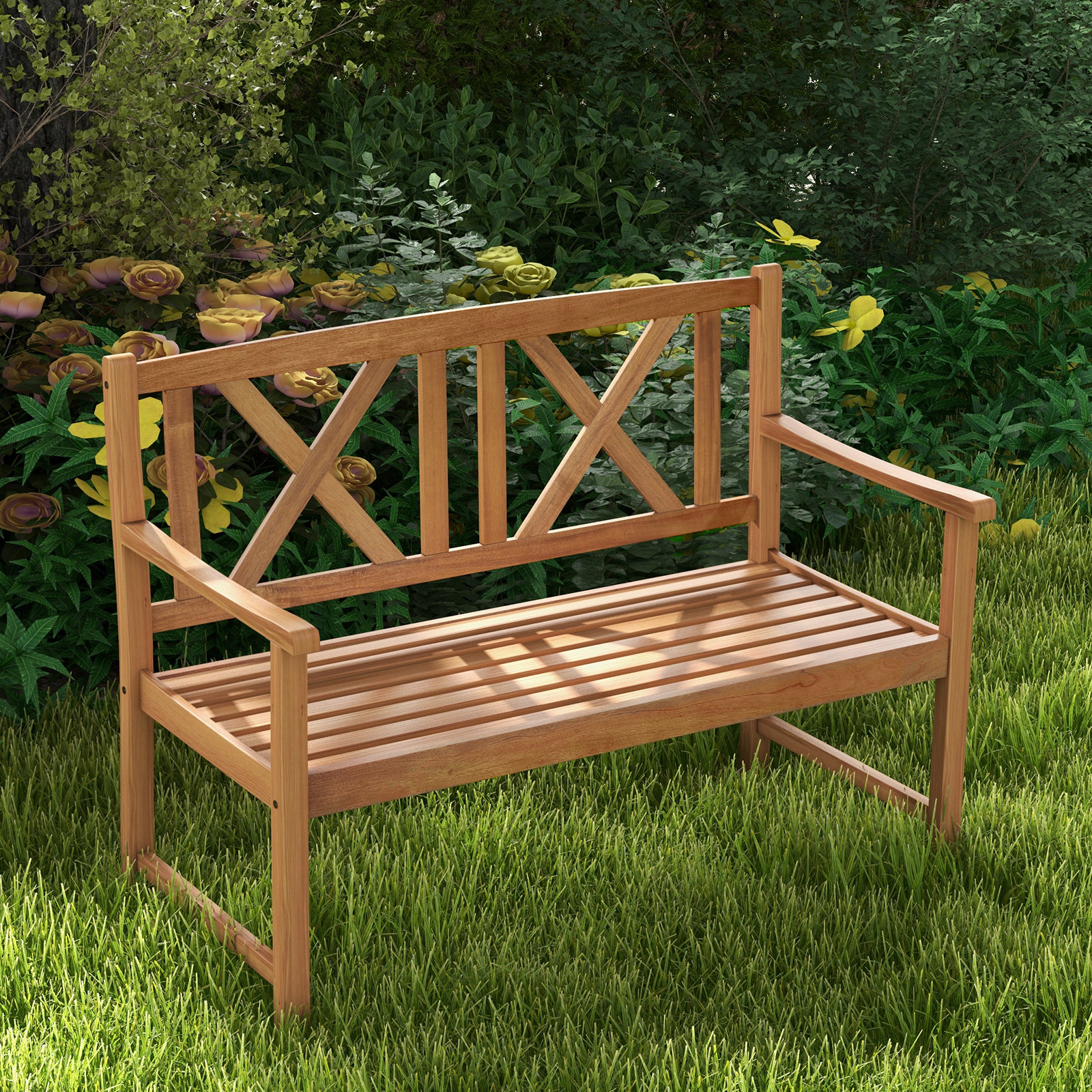 Gracie Oaks Keleah Wooden Garden Bench | Wayfair