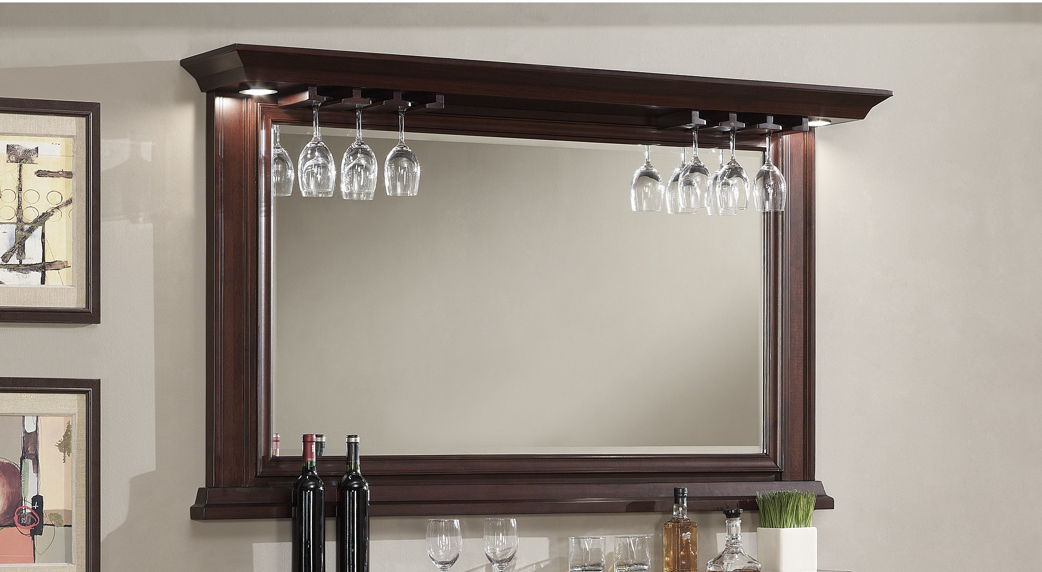 Darby Home Co Bar Traditional Beveled Lighted with Shelves Accent ...