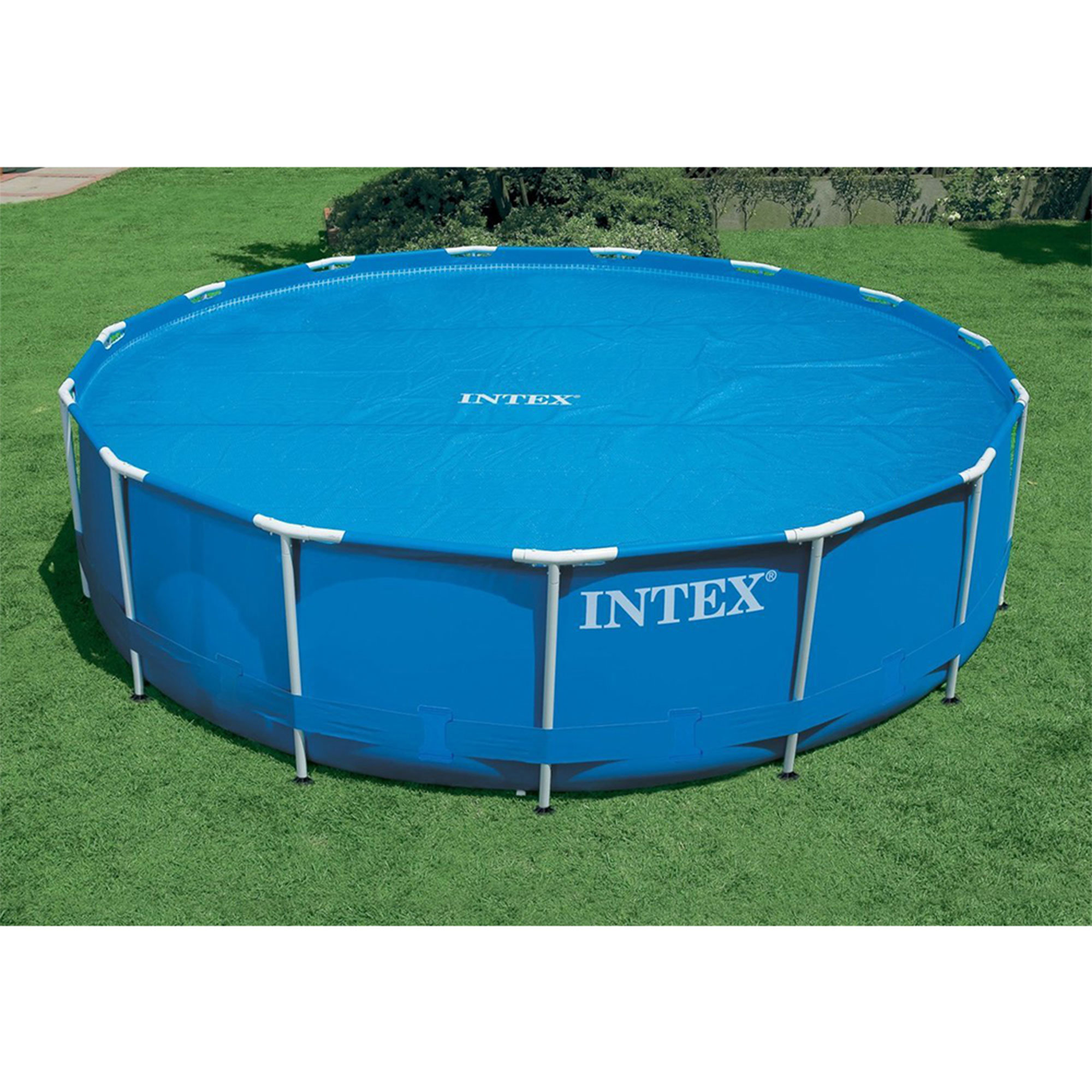 Intex 16 Foot Round Easy Set Outdoor Backyard Swimming Pool Cover, Blue ...
