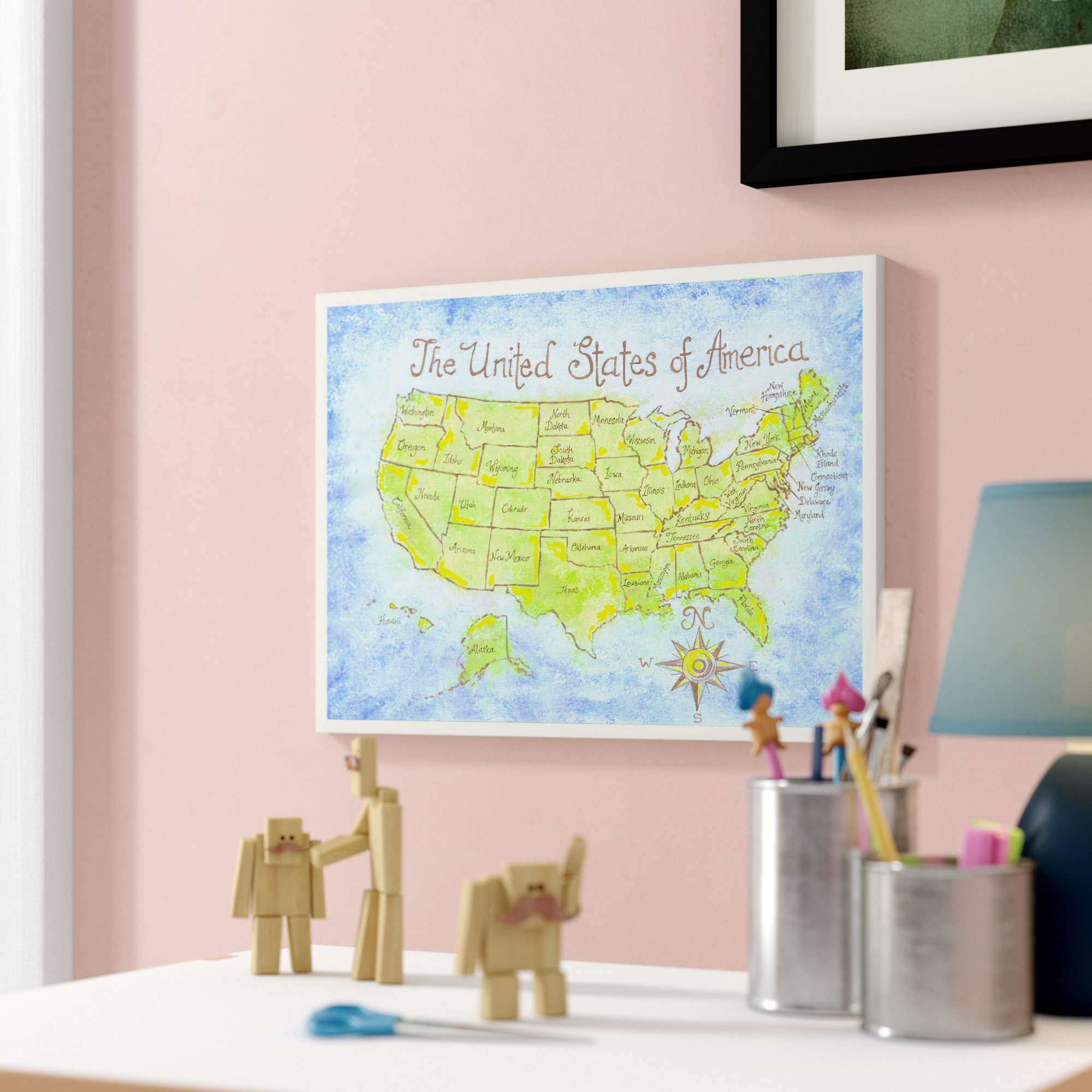 Mason & Marbles Burkett USA Map Decorative Plaque Framed Art & Reviews ...