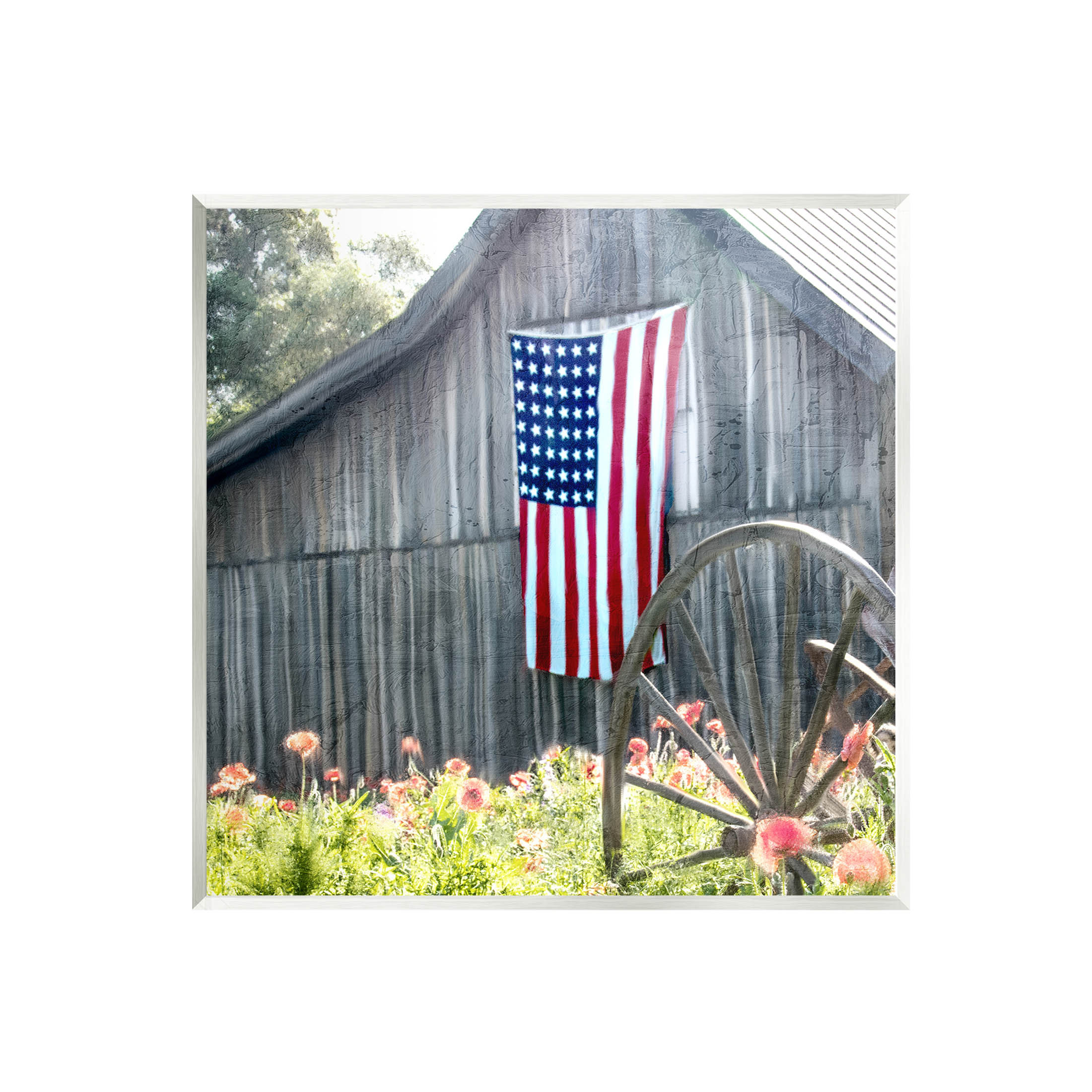 Millwood Pines Americana Barn Floral Farmland by Kim Allen - Unframed ...