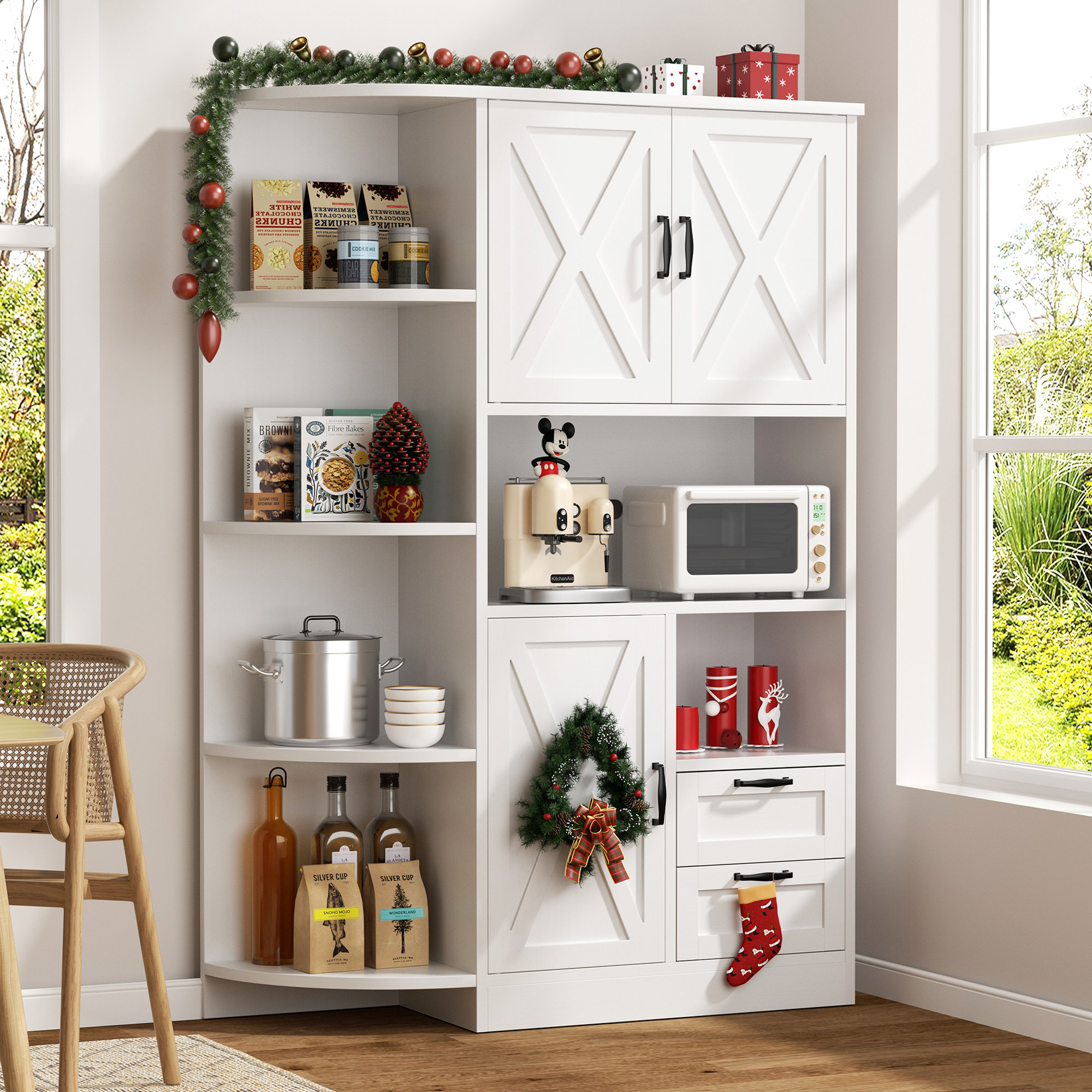 Gracie Oaks Mette 60.4" Kitchen Pantry Cabinet ,kitchen storage with ...