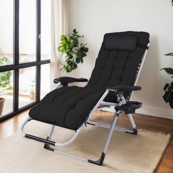 Arlmont & Co. Patio Folding Zero Gravity Chair With Cushion | Wayfair