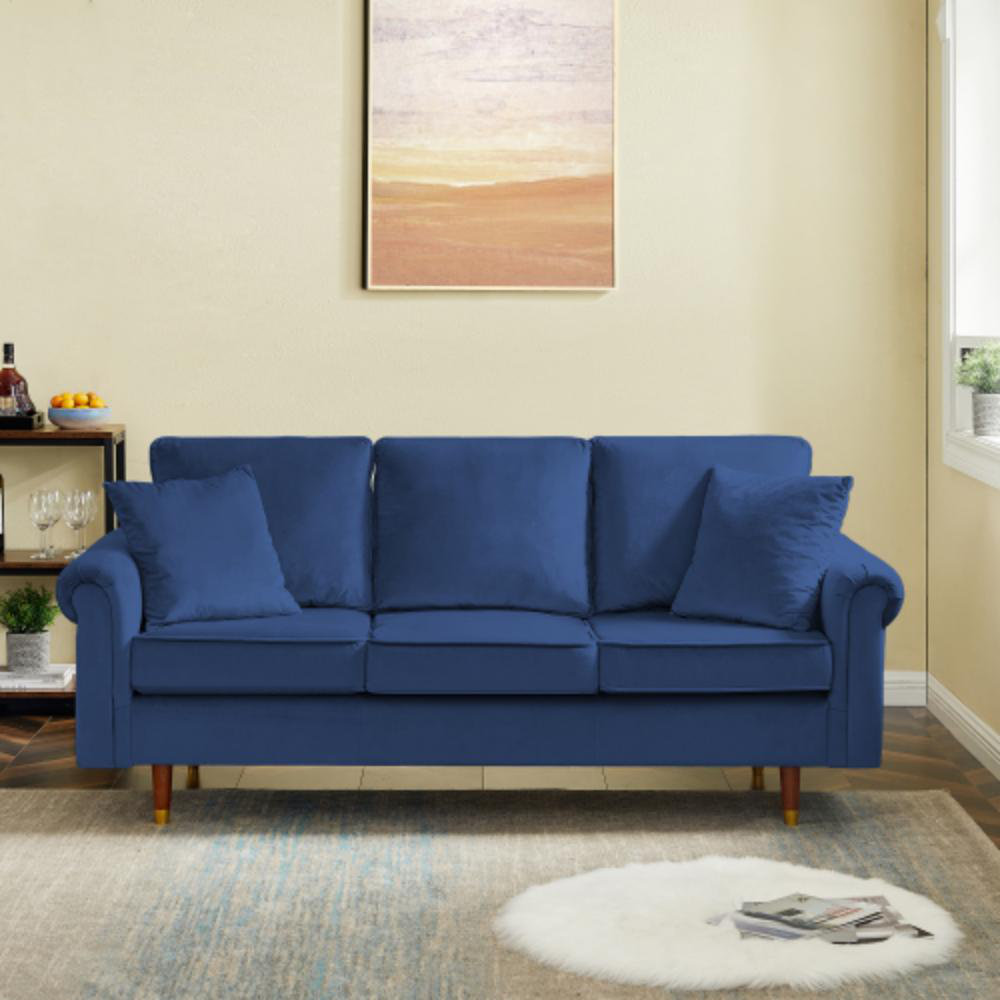 Rosdorf Park Kamree 74.02'' Velvet Rolled Arm Sofa | Wayfair