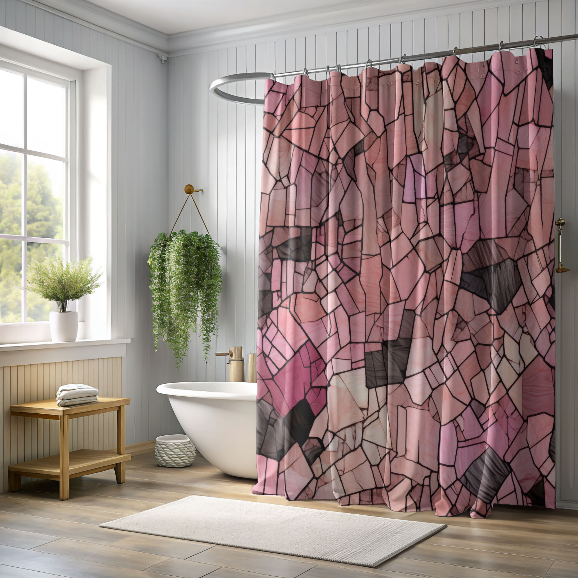 East Urban Home Shattered Glass - Premium Shower Curtain | Wayfair