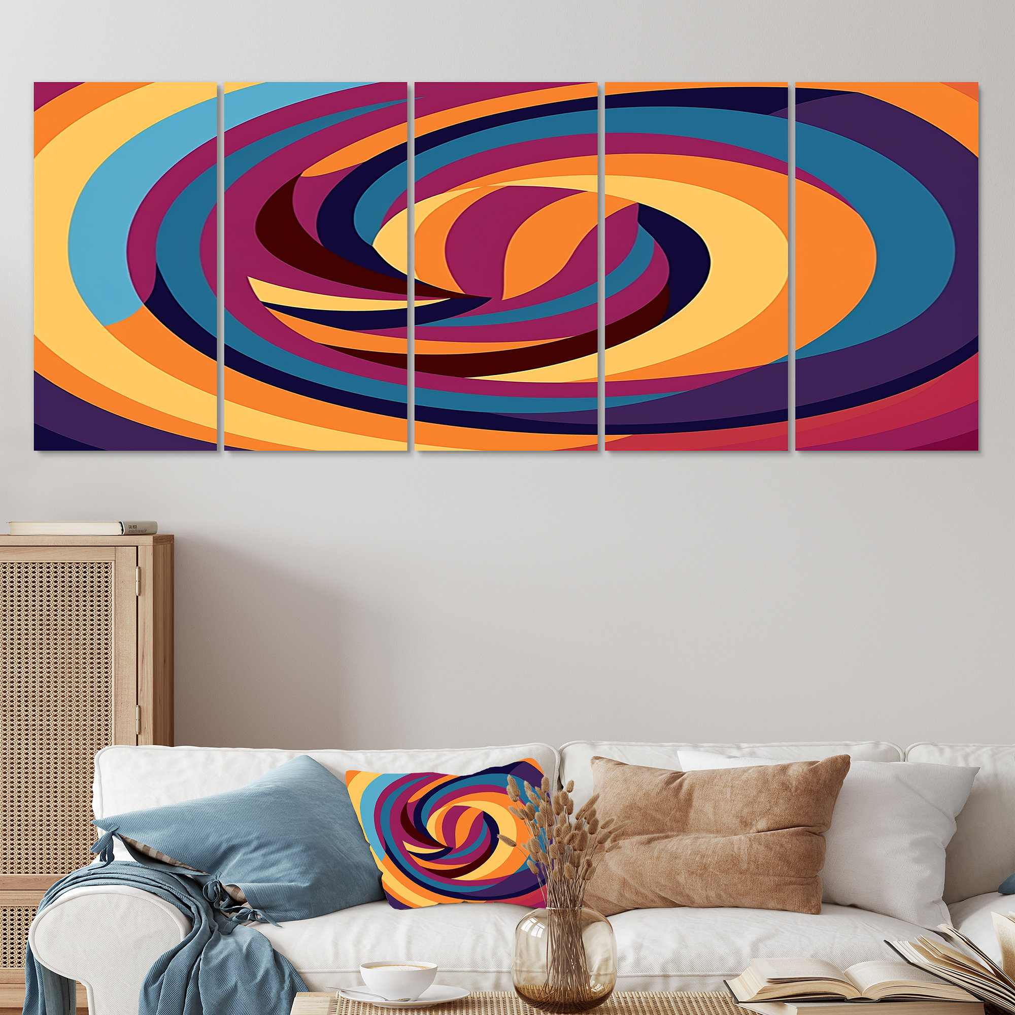 Design Art Retro Whirling Portal - Spiral Abstract Wall Art Decor Set 5 ...