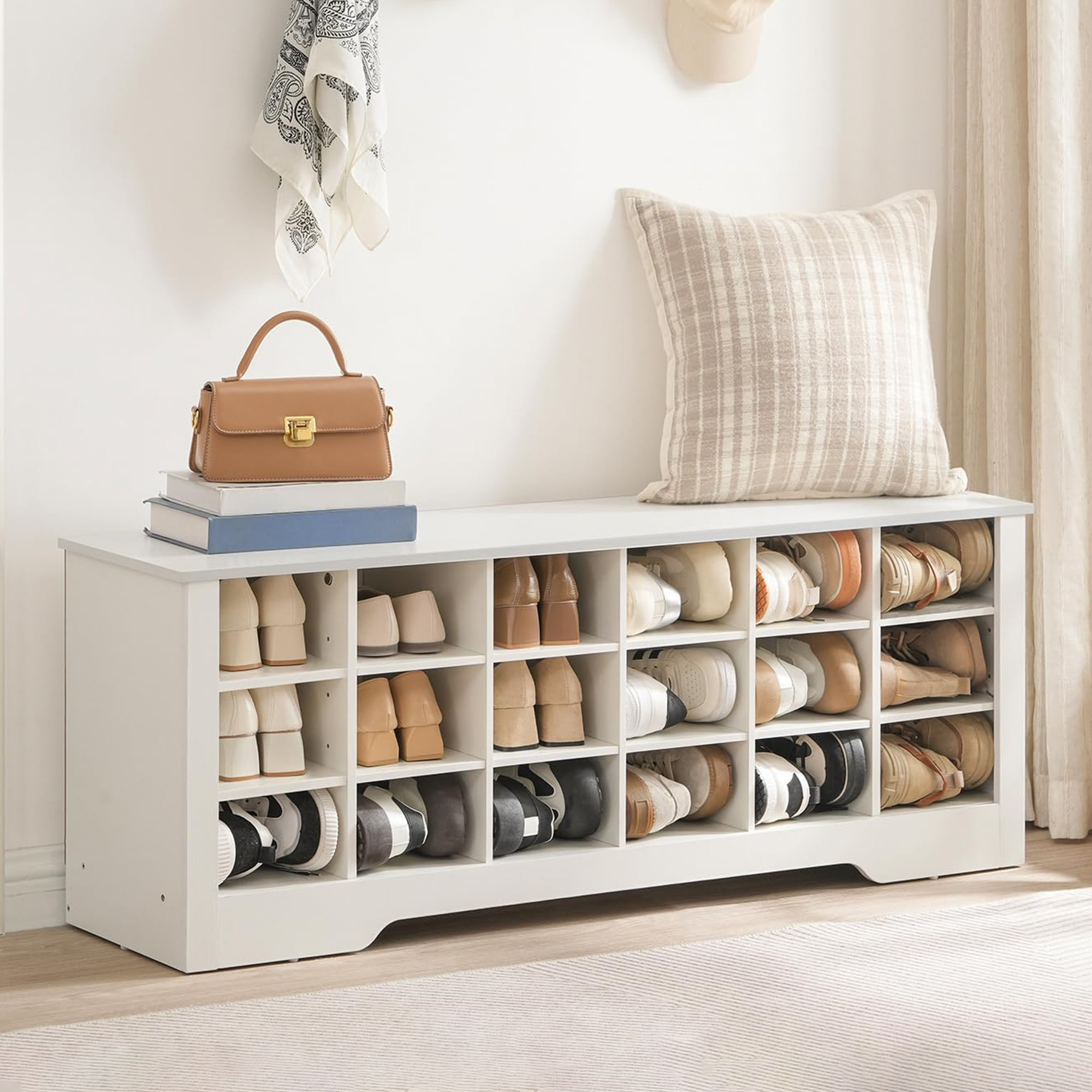 Hokku Designs 18 Cubbies Shoe Storage Bench | Wayfair