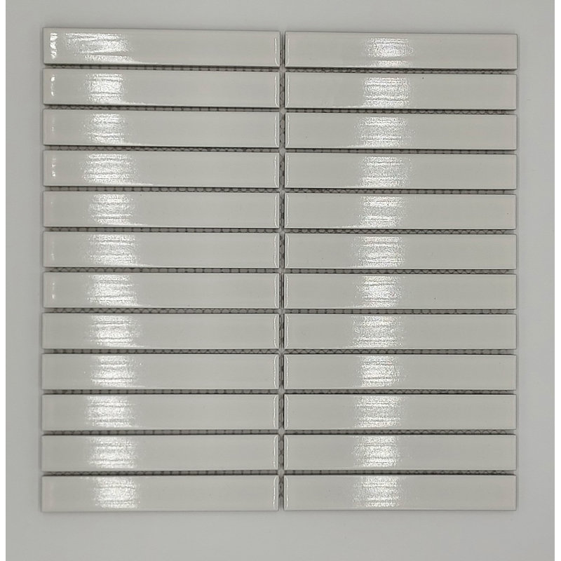 TheMosaicFactory 6" x 1" Straight Edge Porcelain Grid Mosaic Sheet Tile ...