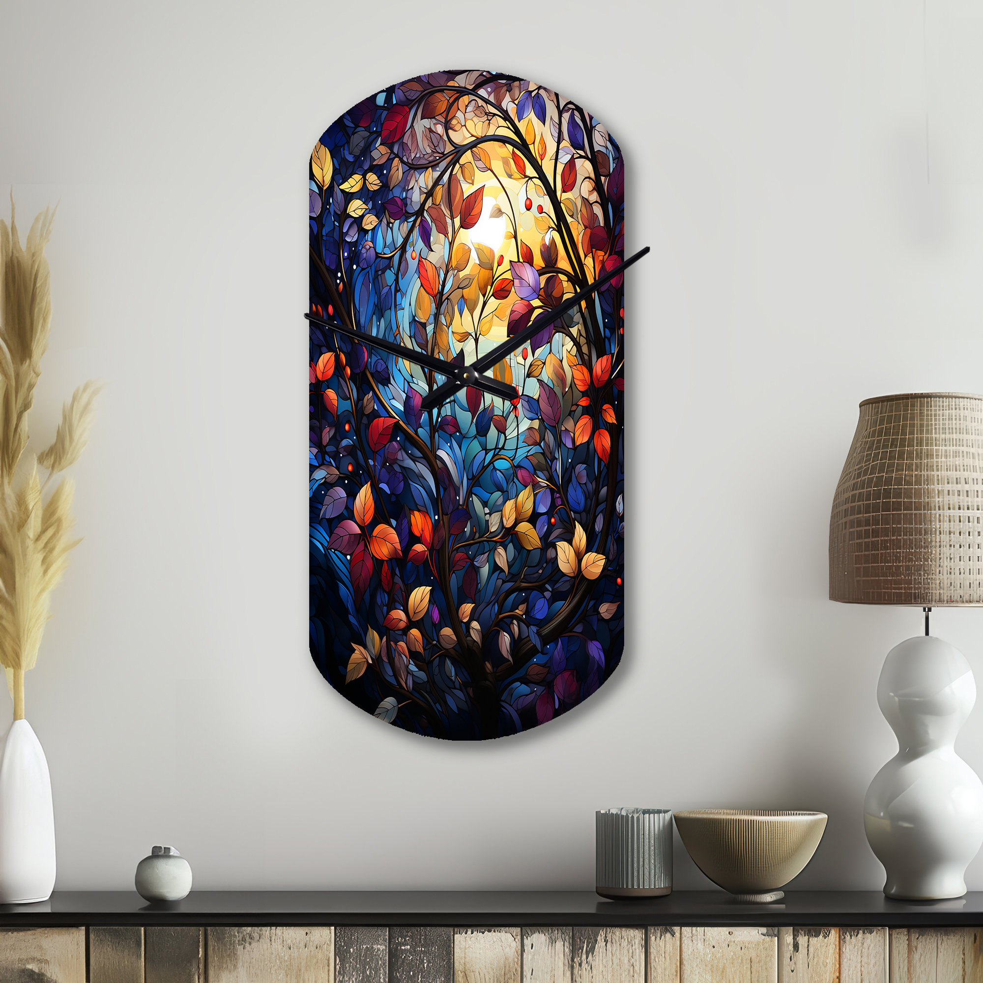 Design Art Multicolor Vibrant Vines III - Botanicals Asymmetrical Metal ...
